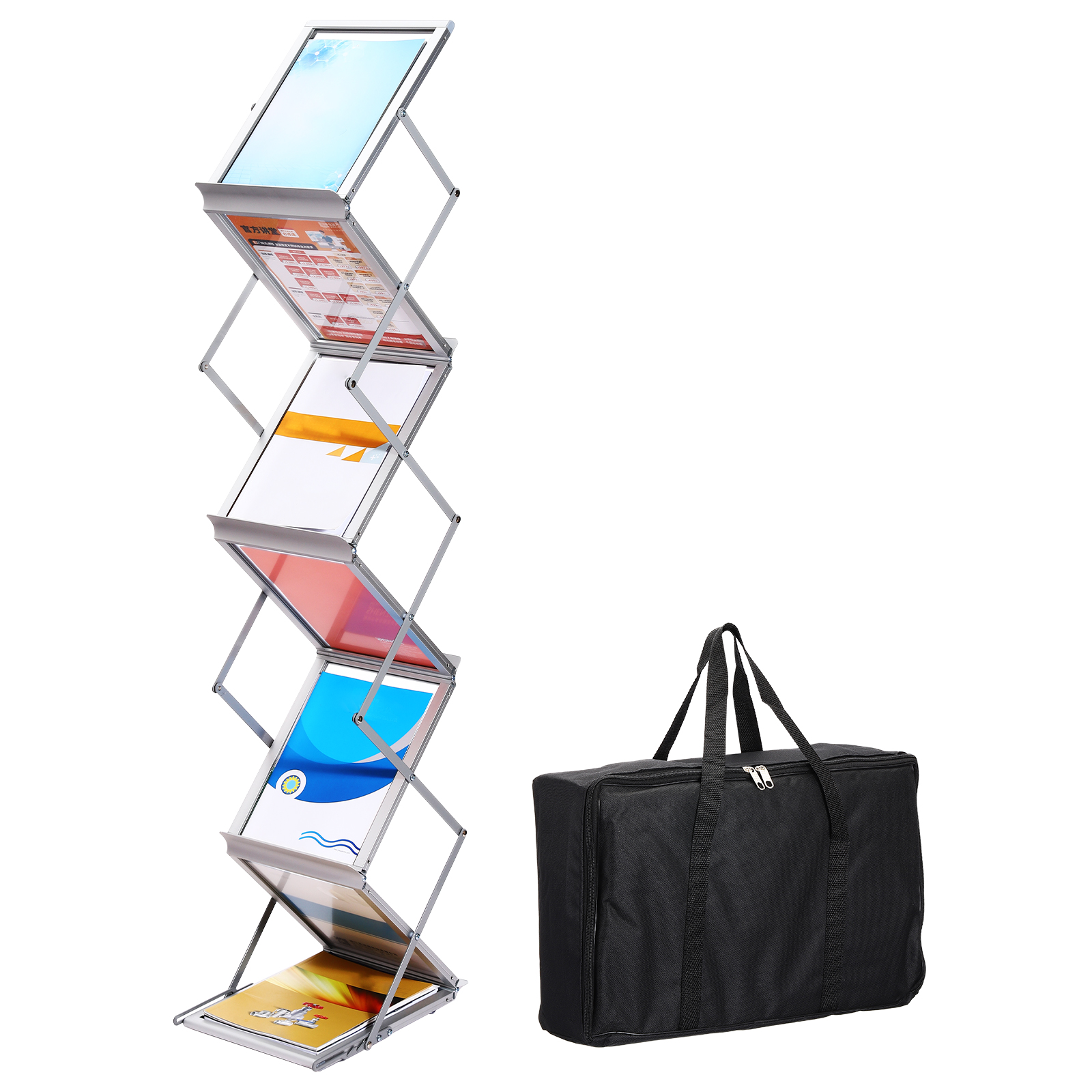 Foldable Aluminum Magazine Display Racks 6 Layers A4 Brochure Stand ...