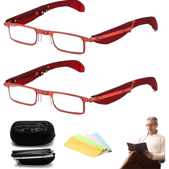 Foldable Anti Blue Light Reading Glasses with Case, Eyestrain Glare ...