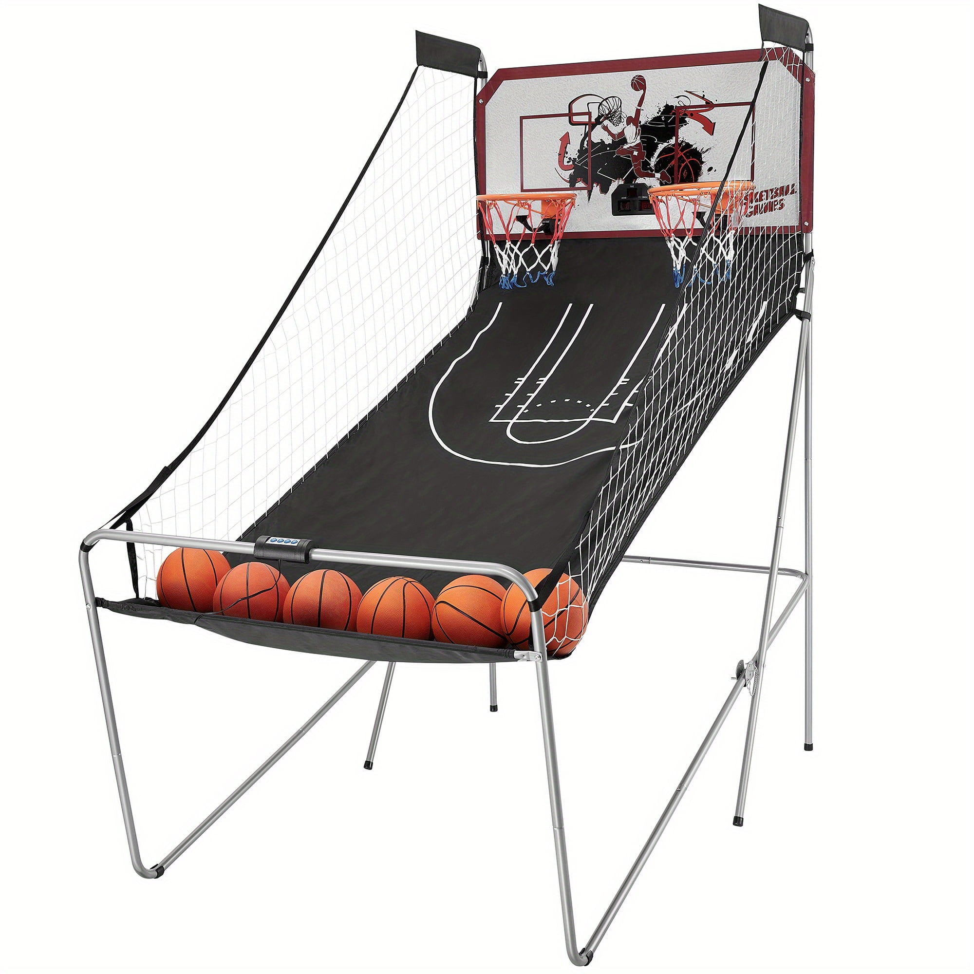 Foldable Arcade Basketball Game Indoor, Double Shot Basketball Hoop ...