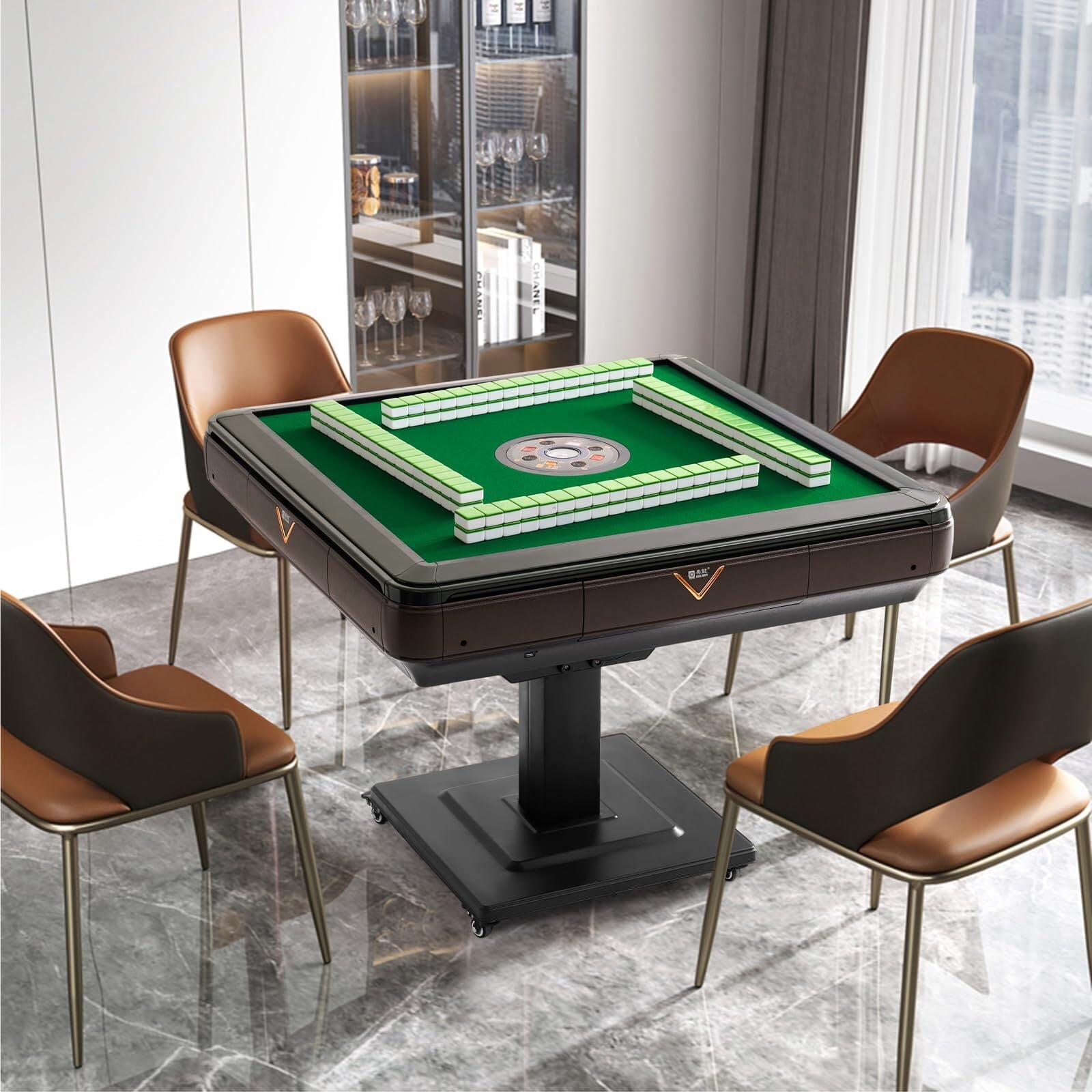 Foldable Automatic Mahjong Table with Wheels 44mm Tiles with 2 Sets of ...