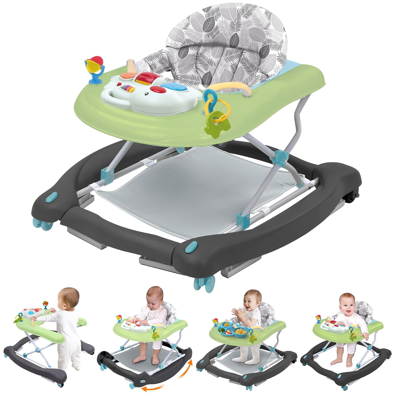 Foldable Baby 5-in-1 Activity Walker - Rocker, Activity Center, Bouncer ...