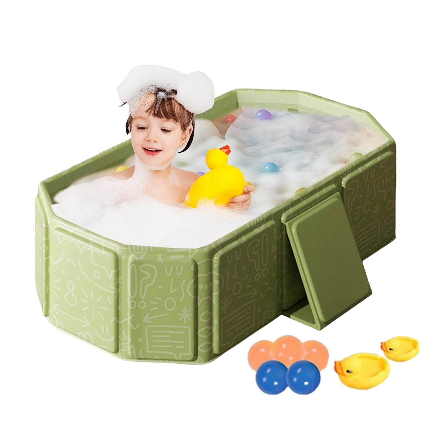 Foldable Baby Bathtub 27 * 29 * 9 Inch Toddler Bath Tub with Drain Plug ...