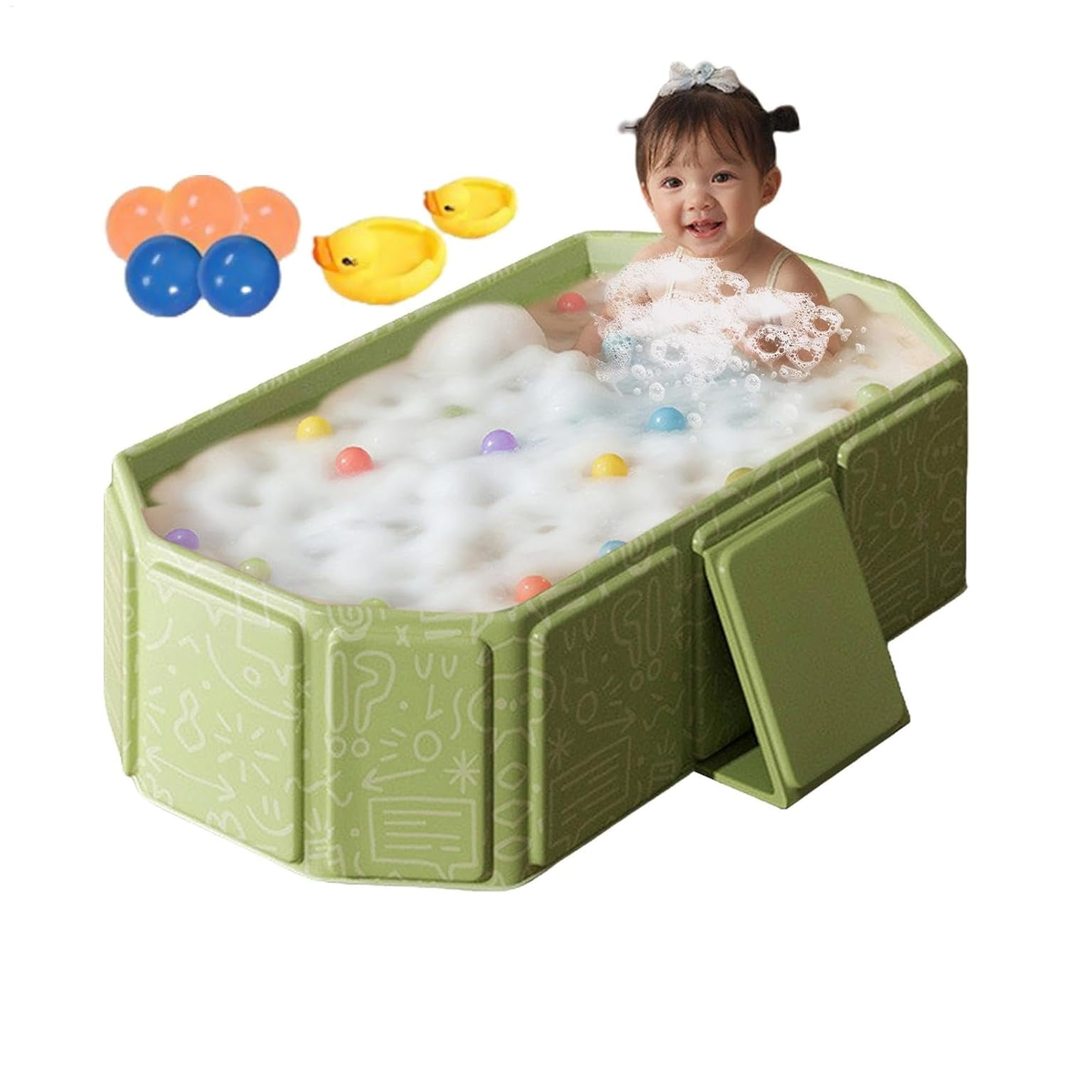 Foldable Baby Bathtub, Collapsible Baby Bathtub, Large Toddler Bathtub ...