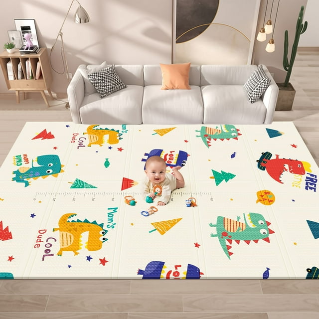Cute Baby Play Mat Foldable Large 74x50 Inch Portable & Safe Play Area ...