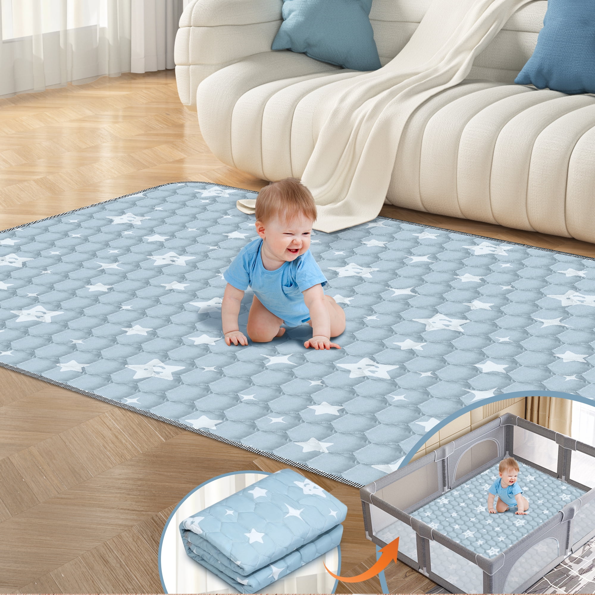 Foldable Baby Play Mat 79in*71in, HDJ Baby Mat for Floor Playpen ...