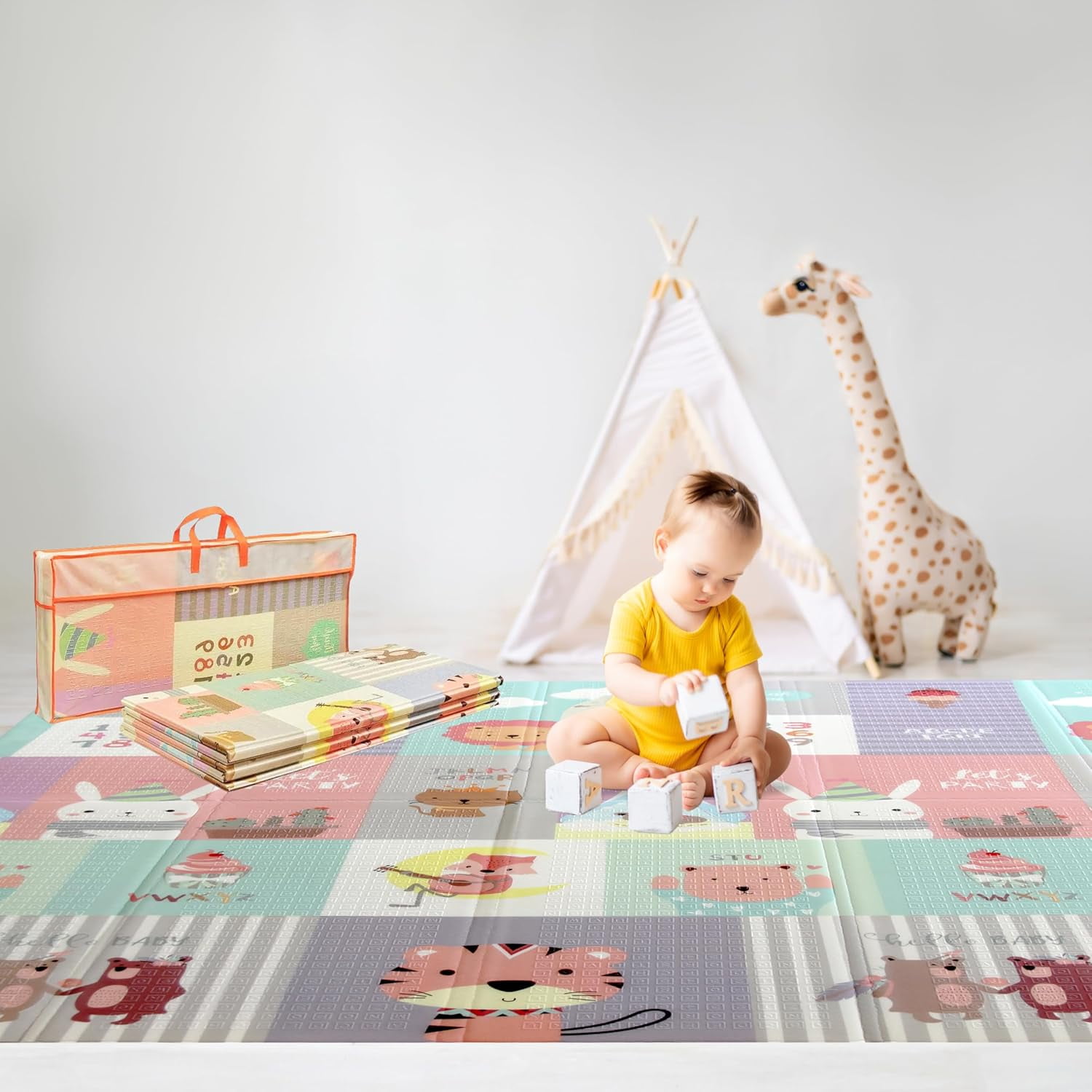 Foldable Baby Play Mat, Extra Large, Non-Toxic, Waterproof Activity ...