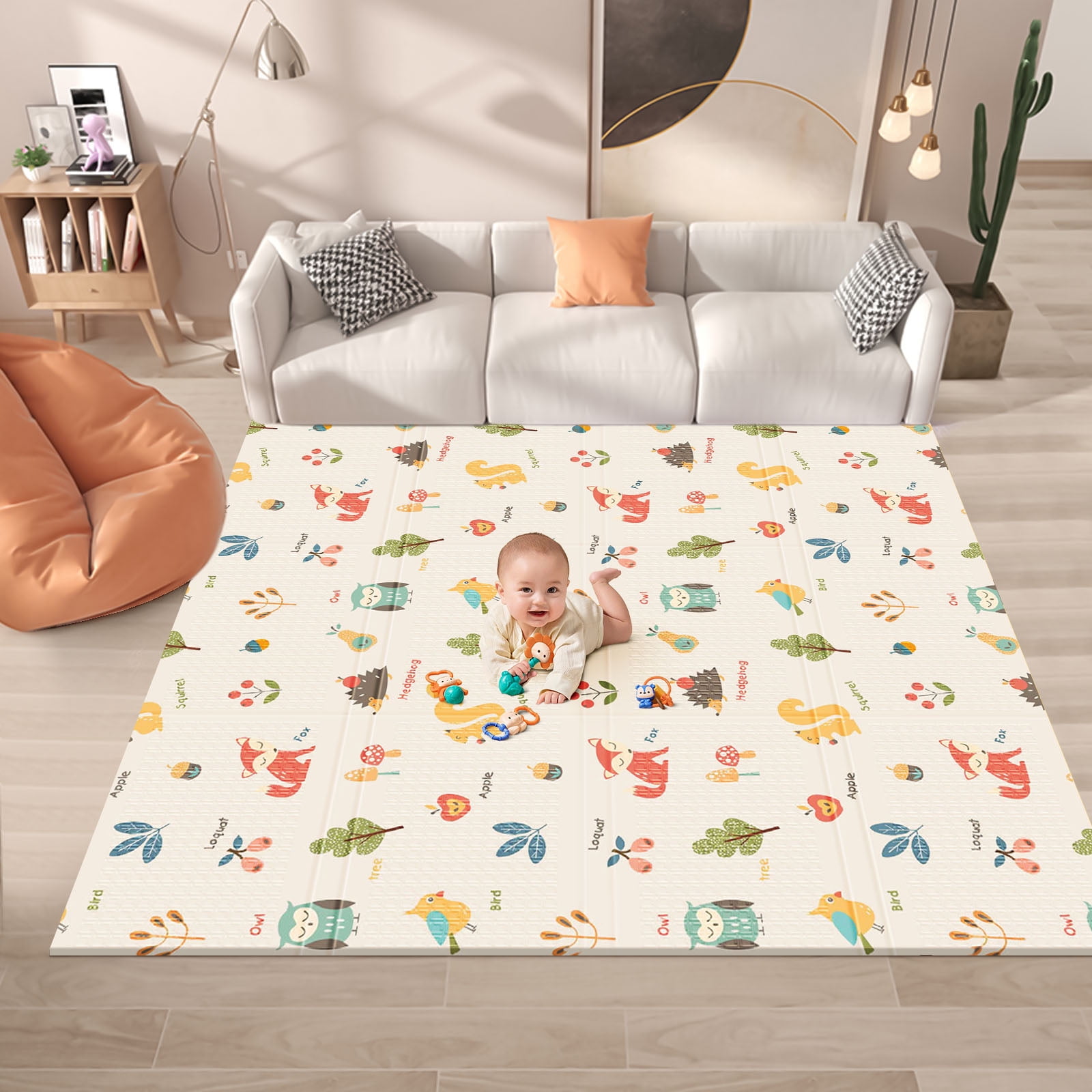 Foldable Baby Play Mat, Safe Foam 47x47 in Waterproof Cute Playmat for ...