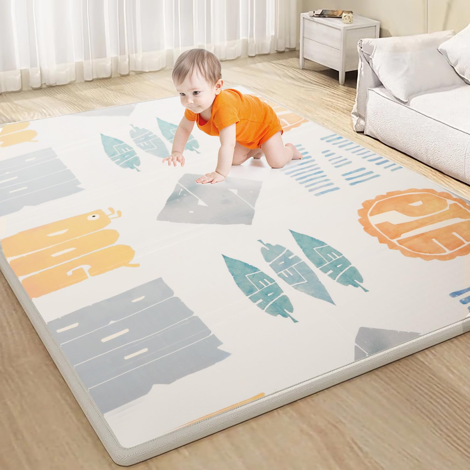 Foldable Baby Play Mat, XPE Foam Thickening 0.8 Inch Waterproof, 79x71 ...