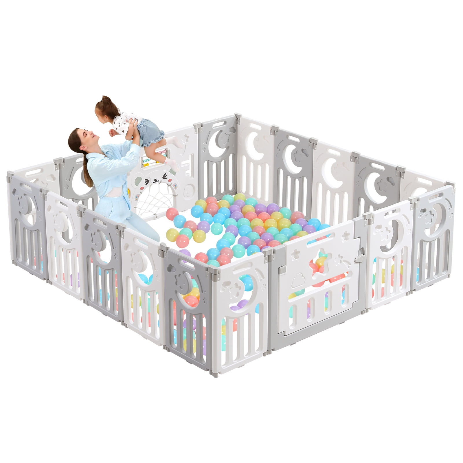 Foldable Baby Playpen, 18 Panel, 39 Sq.ft, Custom Shape, Easy Storage ...