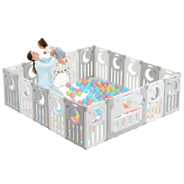 Foldable Baby Playpen, 18 Panel, 39 Sq.ft, Custom Shape, Easy Storage ...