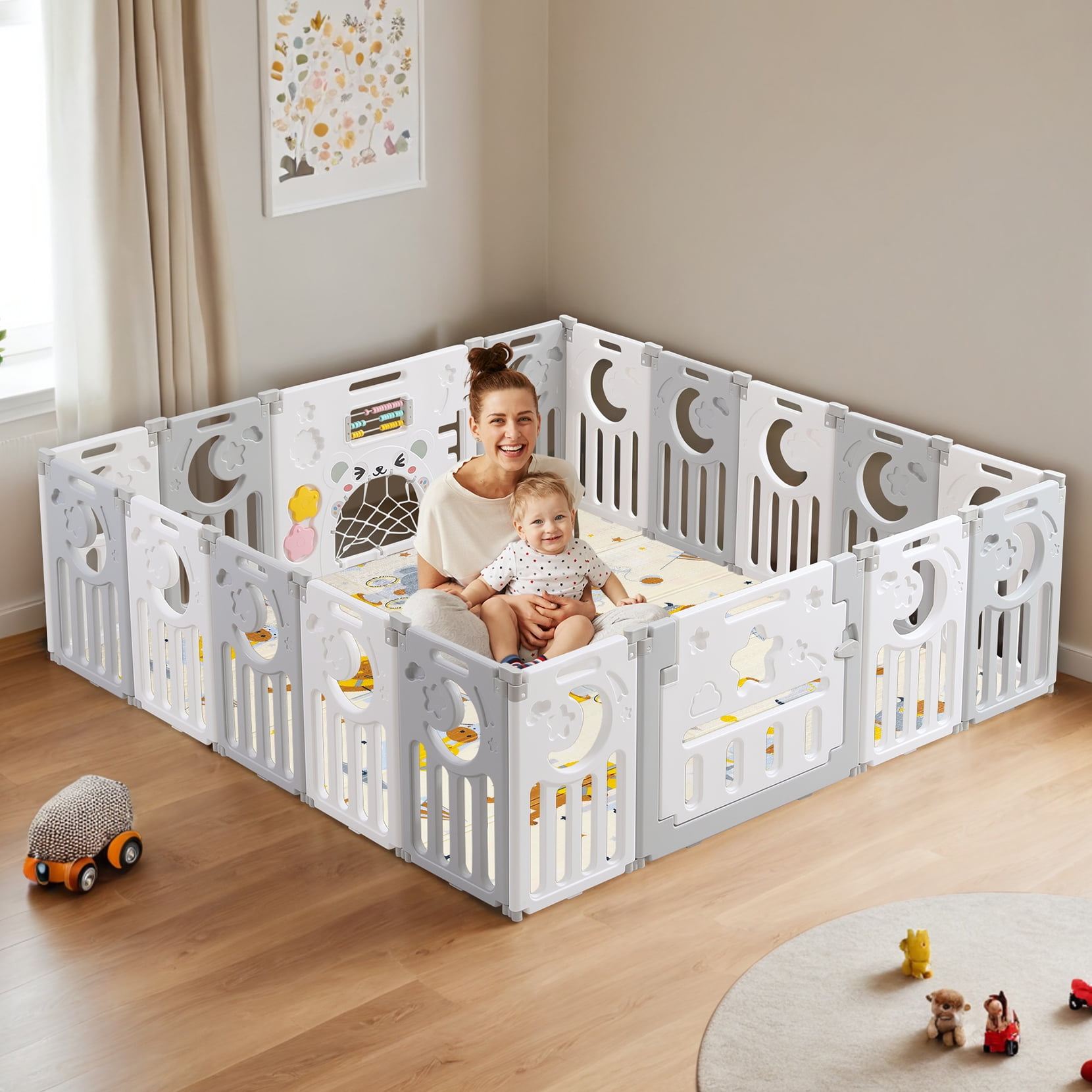 Foldable Baby Playpen, 18 Panel Play Pen for Babies and Toddlers,39 Sq ...
