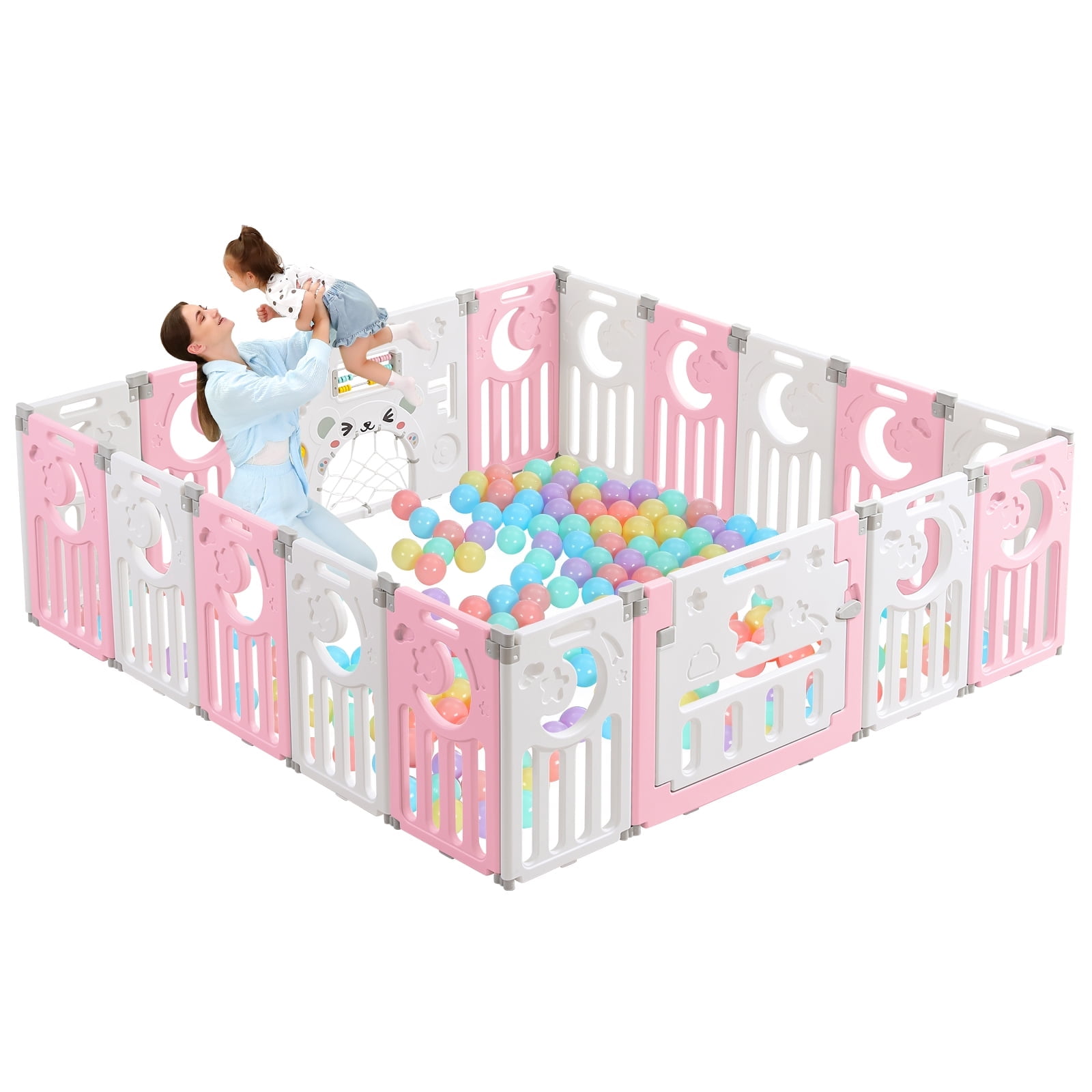 Neche Large Portable Foldable Baby Playpen, 18 Panel Safety Play Yard ...