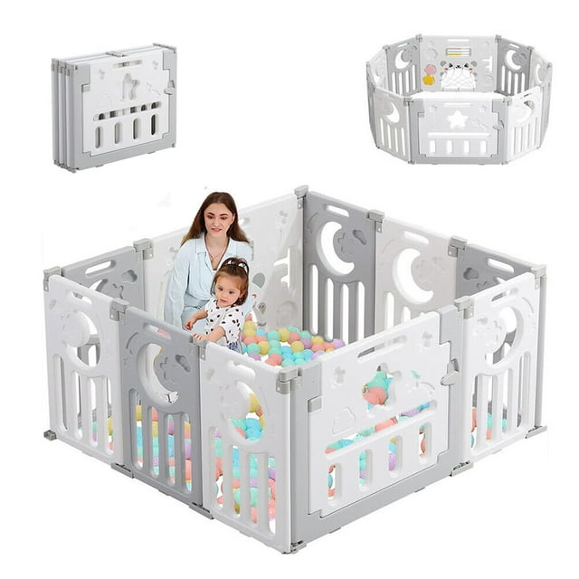 Neche Foldable Playpen, 10 Panel Play Yard for Babies and Toddlers ...