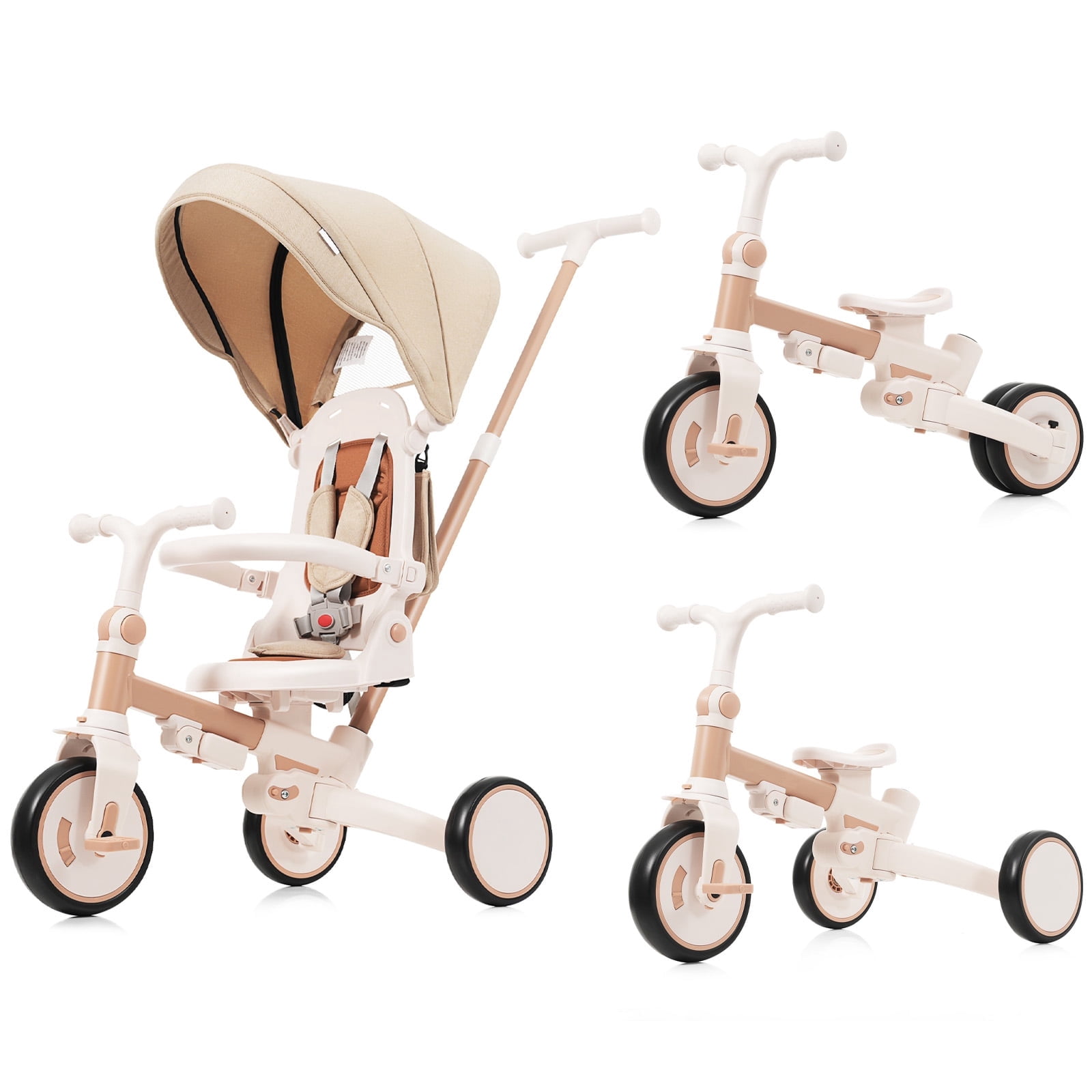 Foldable Baby Tricycle Stroller, 7-in-1 Toddler Bicycle Unisex Ride ...