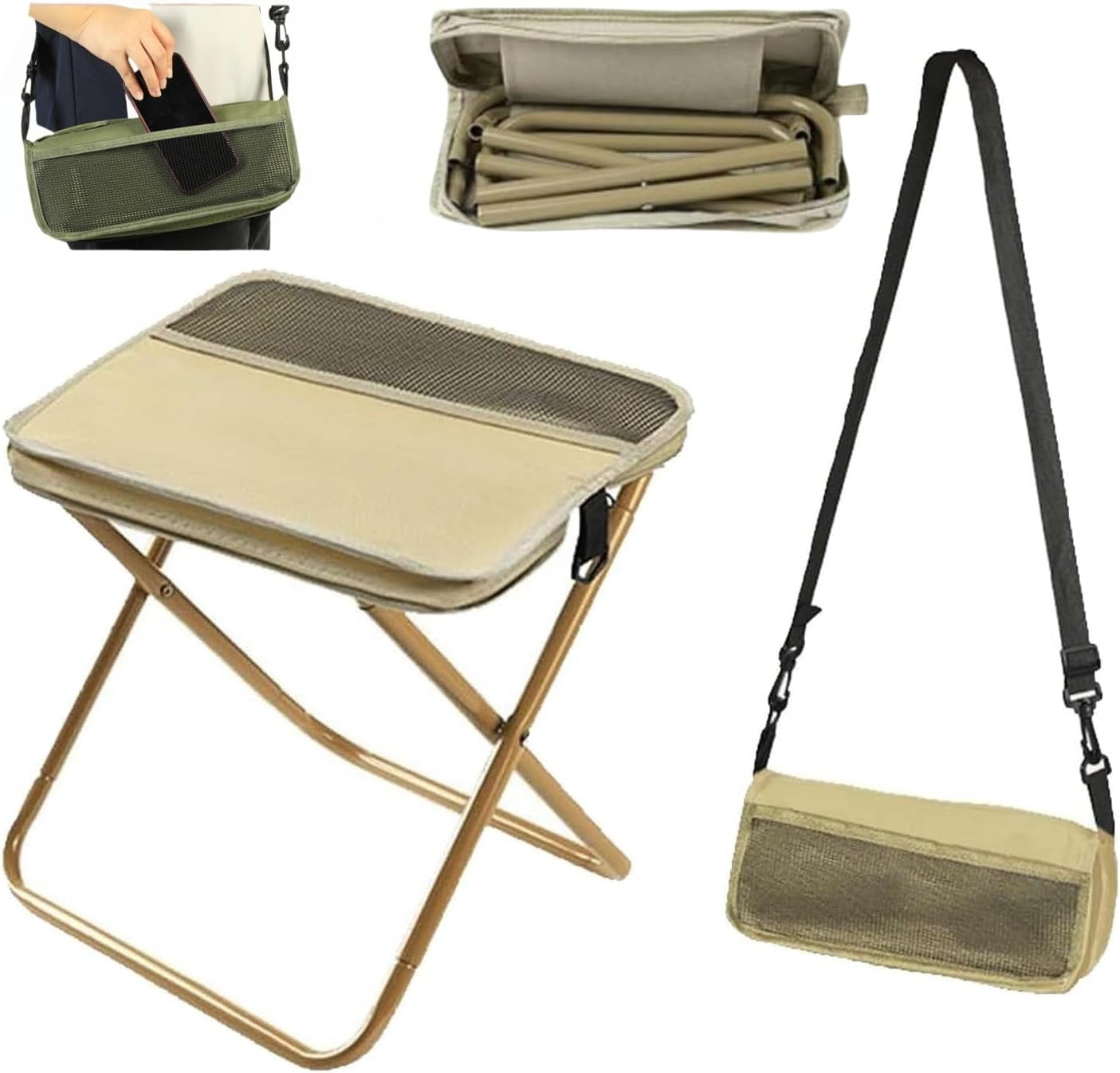 Foldable Backpack Stool,Mini Camping Collapsible Stool,Small Foldable ...