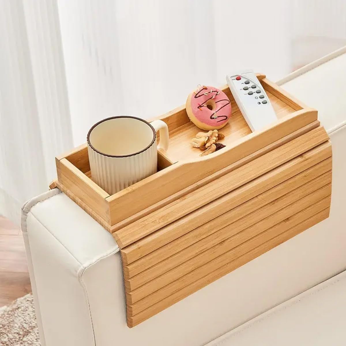 Foldable Bamboo Couch Arm Table Tray, Couch Hack, Foldable Bamboo Sofa ...