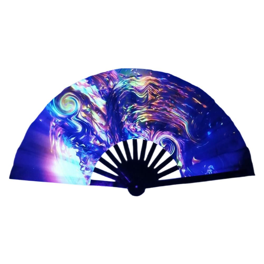 Foldable Bamboo Fan UV Fluorescent Folding Fan Stage Performance Dance ...