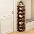 Foldable Bamboo Shoe Rack, No Assembly 8-Tier Vertical Storage, Natural ...