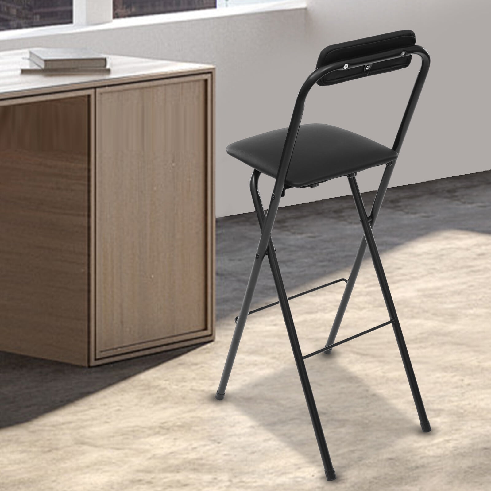 Foldable Bar Chair, Tall Folding Chair, Portable Folding Stool ...