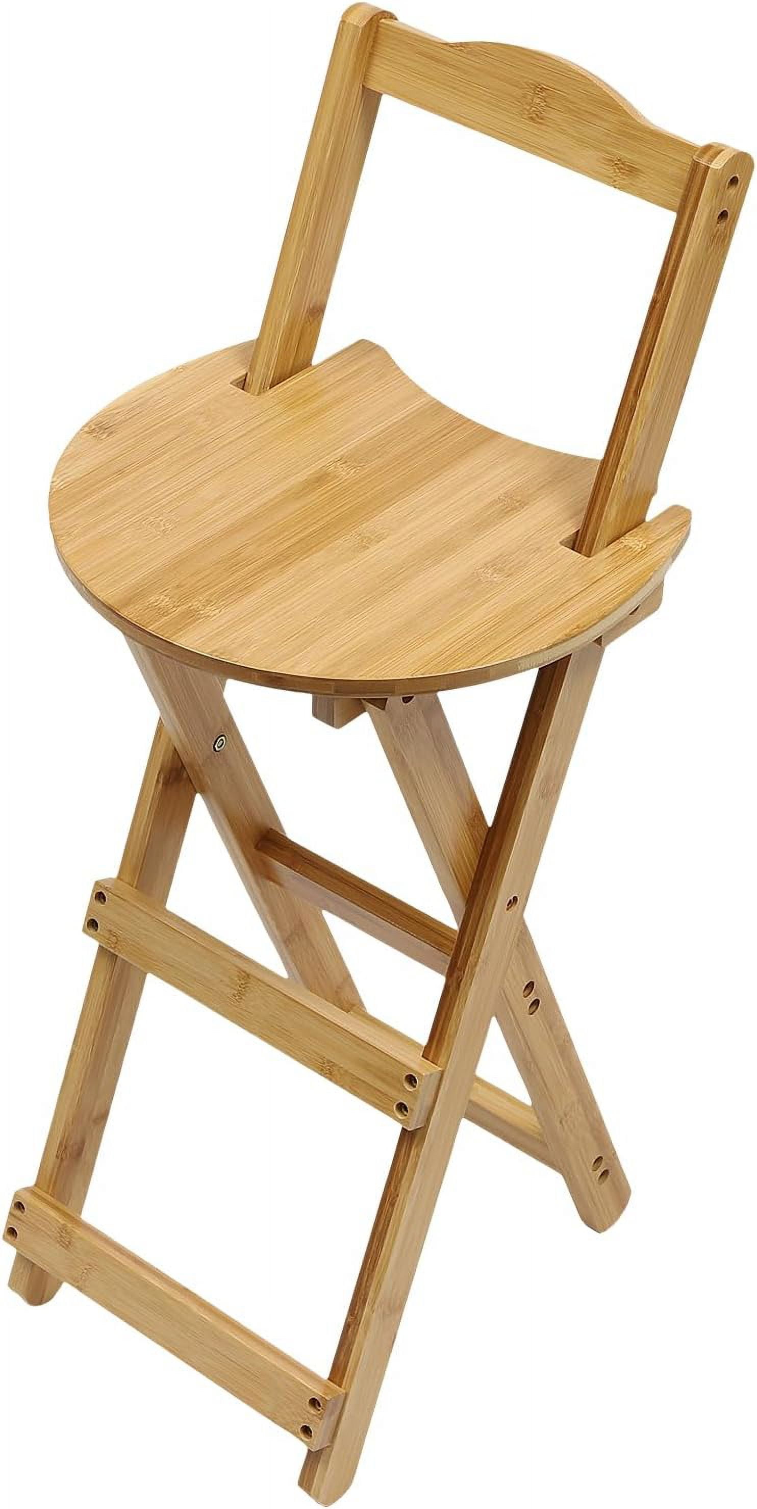 Foldable Barstool Portable Folding Wood Chair Kitchen Counter Height Stool with Backrest and ...