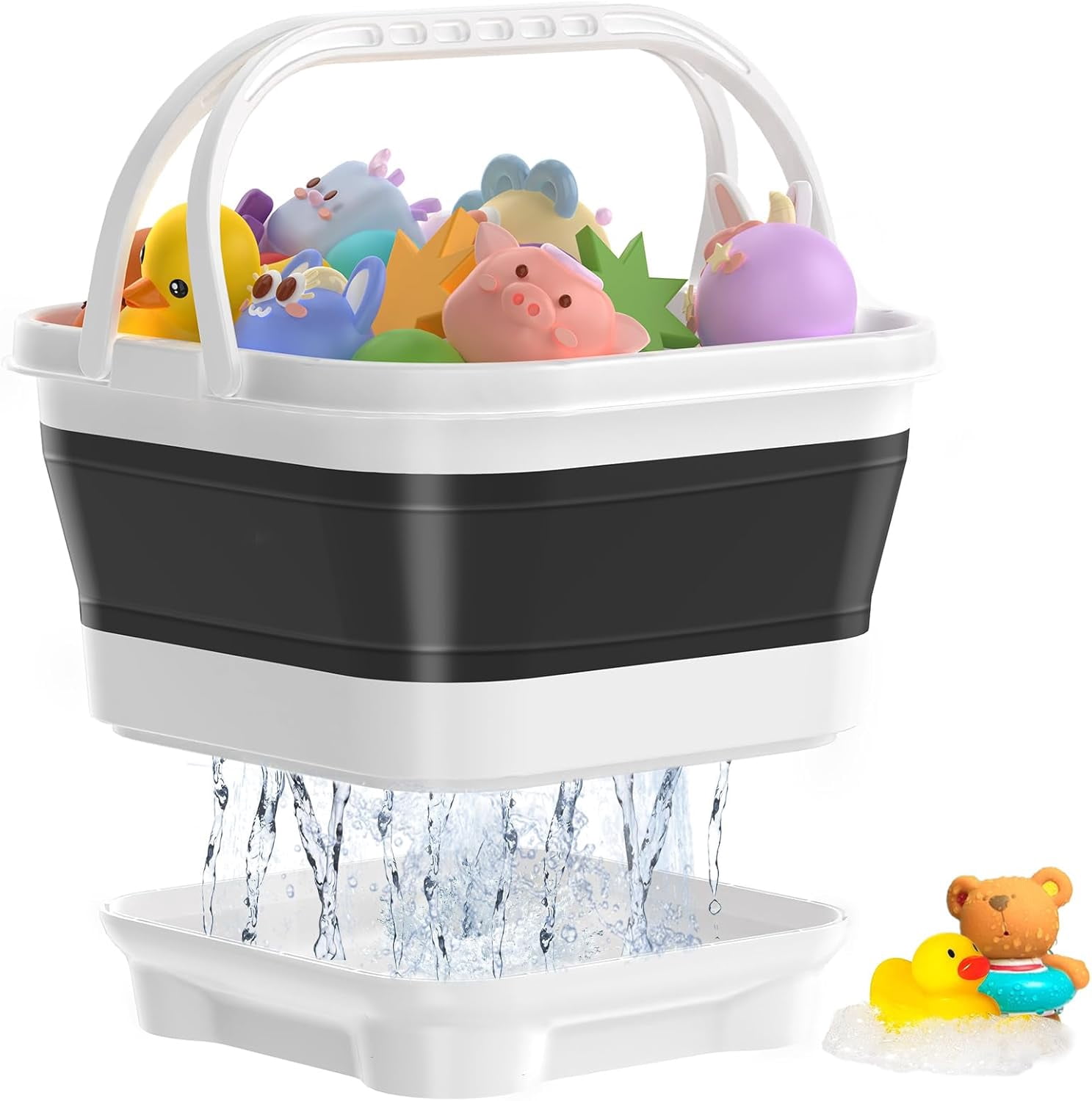 Foldable-Bath-Toy-Storage-Organizer, Bath Toy Holder with Removable ...