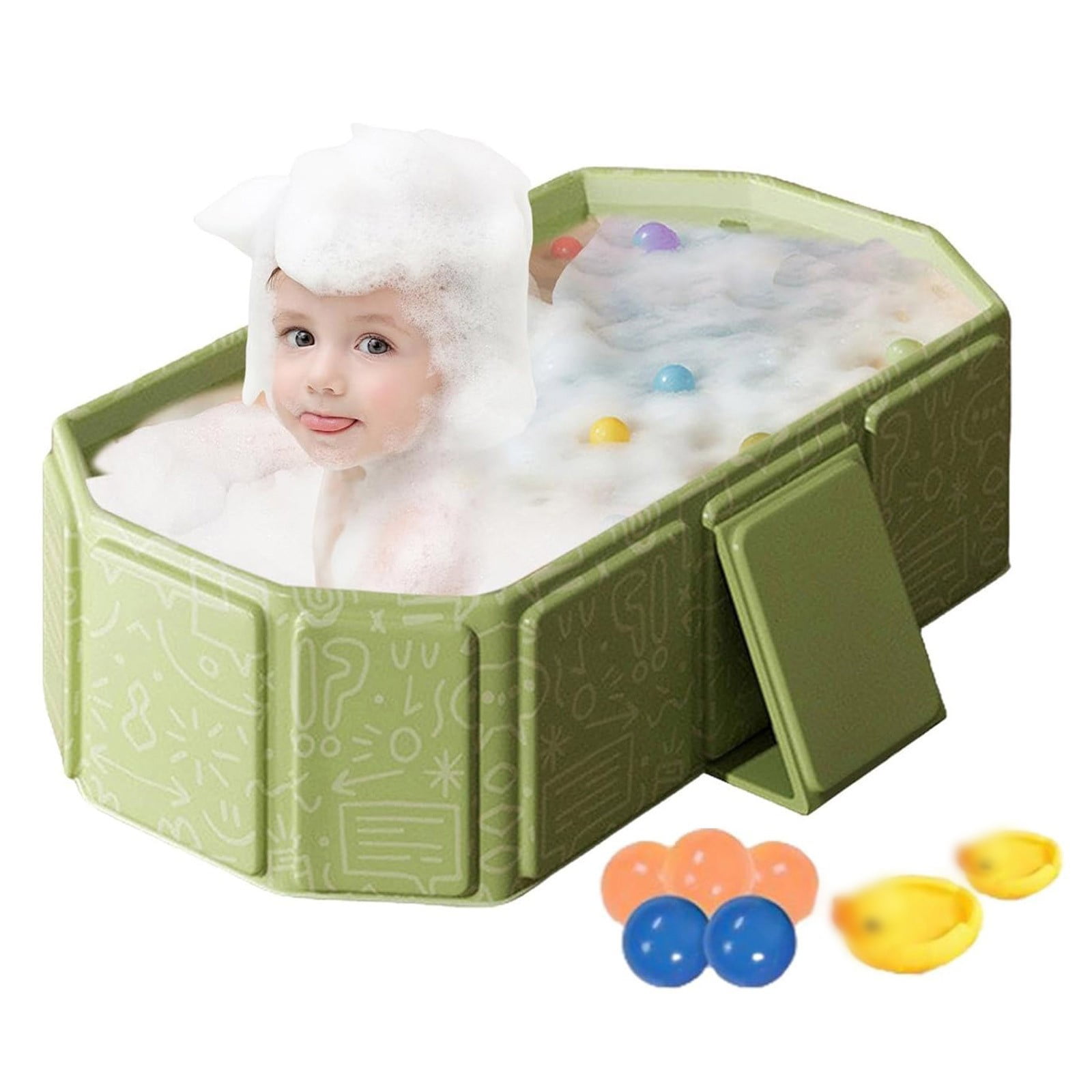 Foldable Bathtub Baby Large Toddler Bathtub Foldable Baby Tub With 4 ...