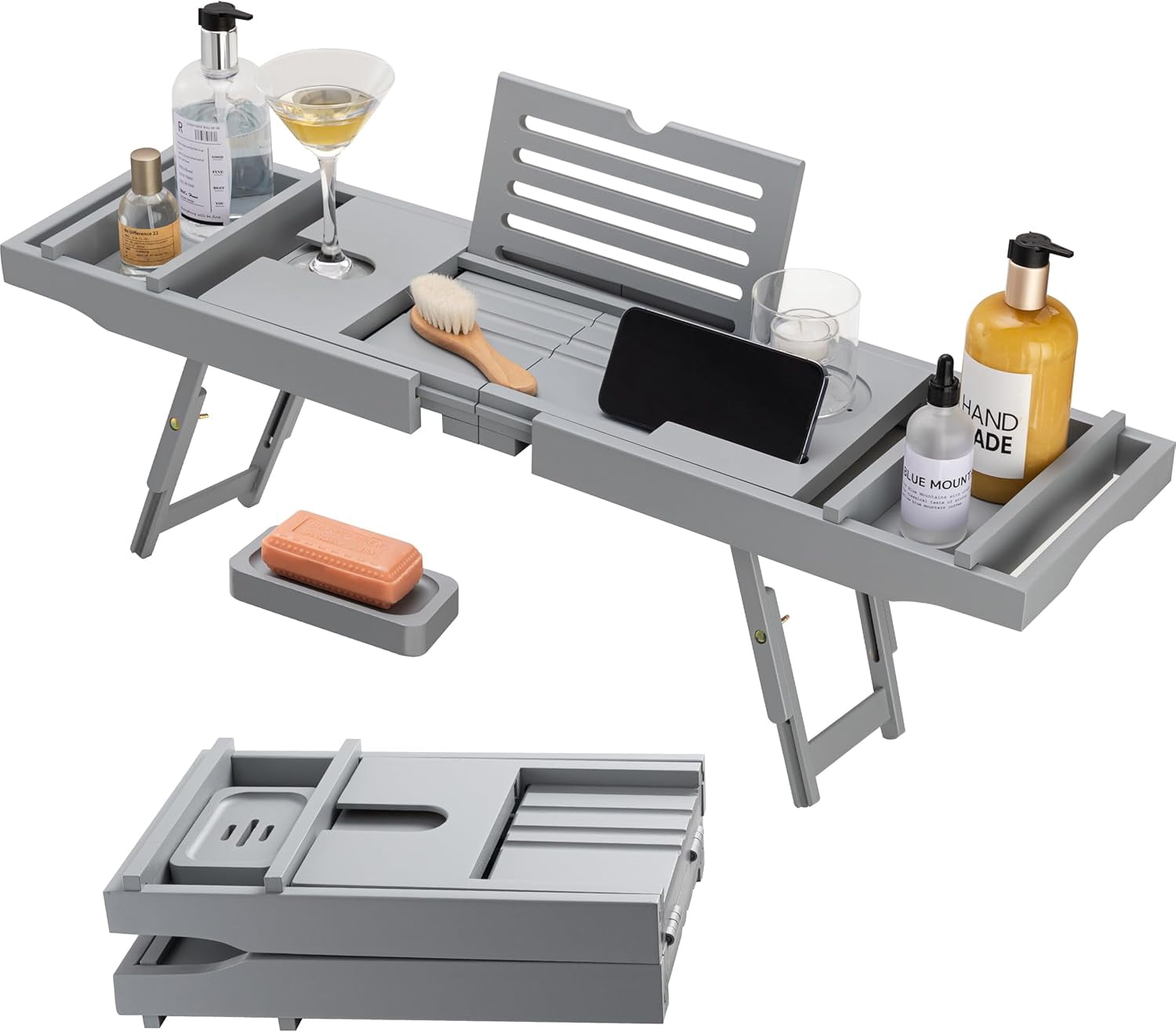 Foldable Bathtub Caddy Tray with Folding Slide-Out Arms - Expandable ...