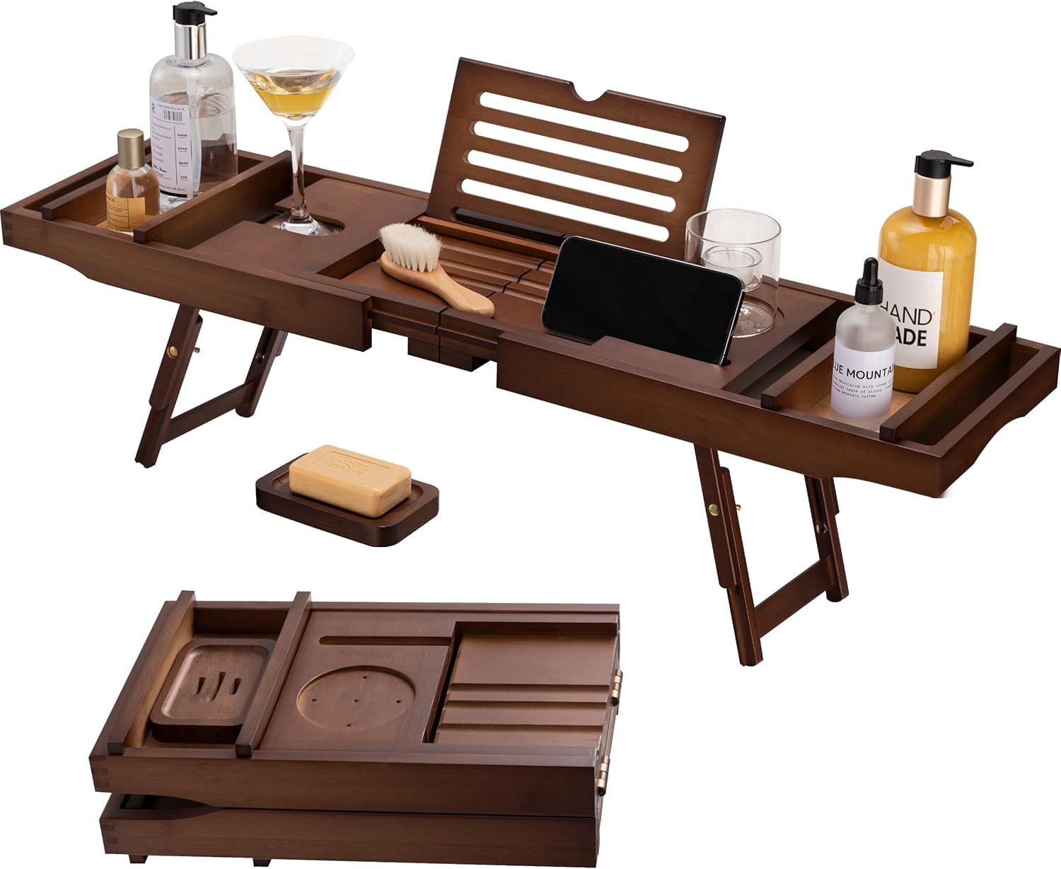 Foldable Bathtub Caddy Tray with Folding Slide-Out Arms - Expandable ...