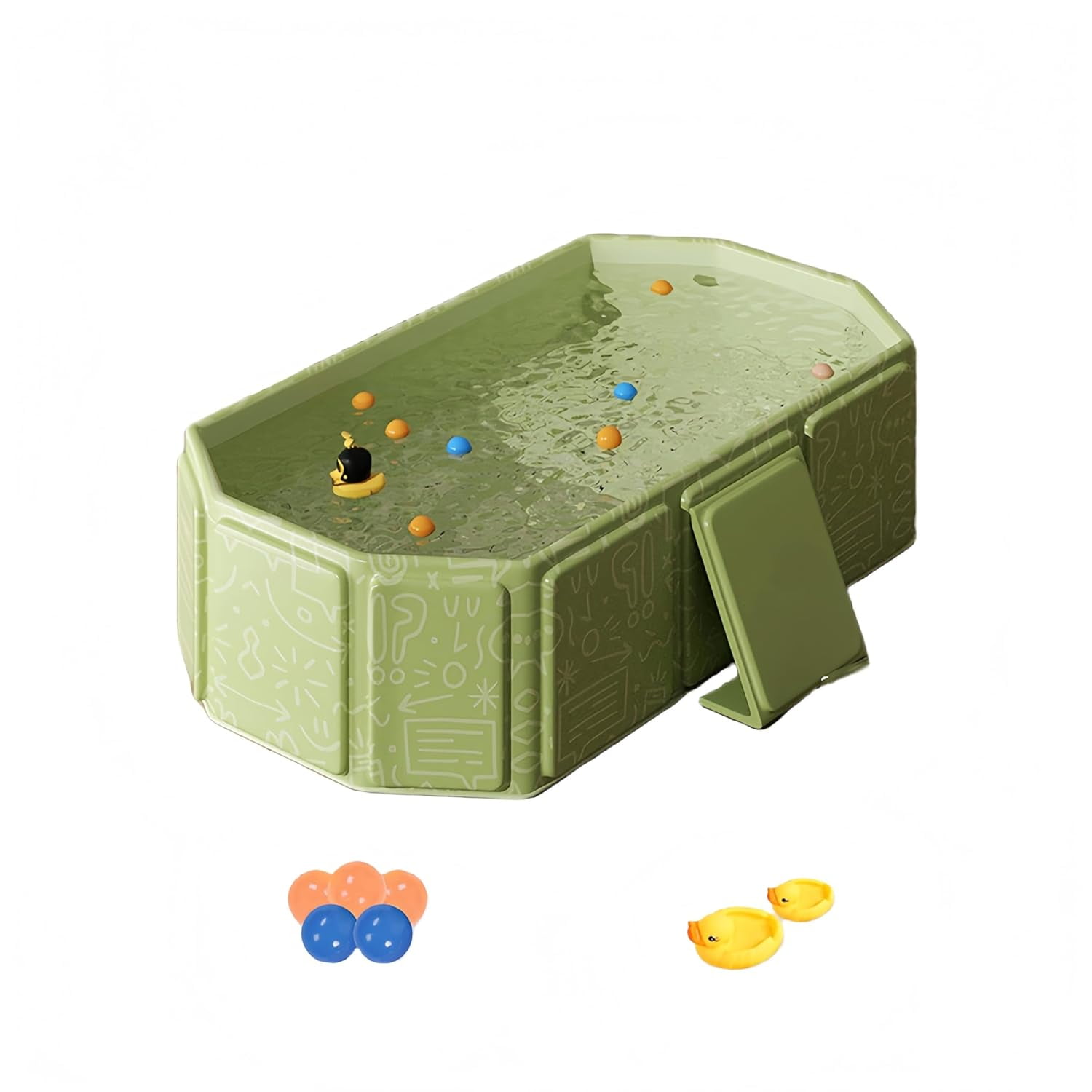 Foldable Bathtub for Kids, Toddler Bath Tub with Drain Plug, Foldable ...