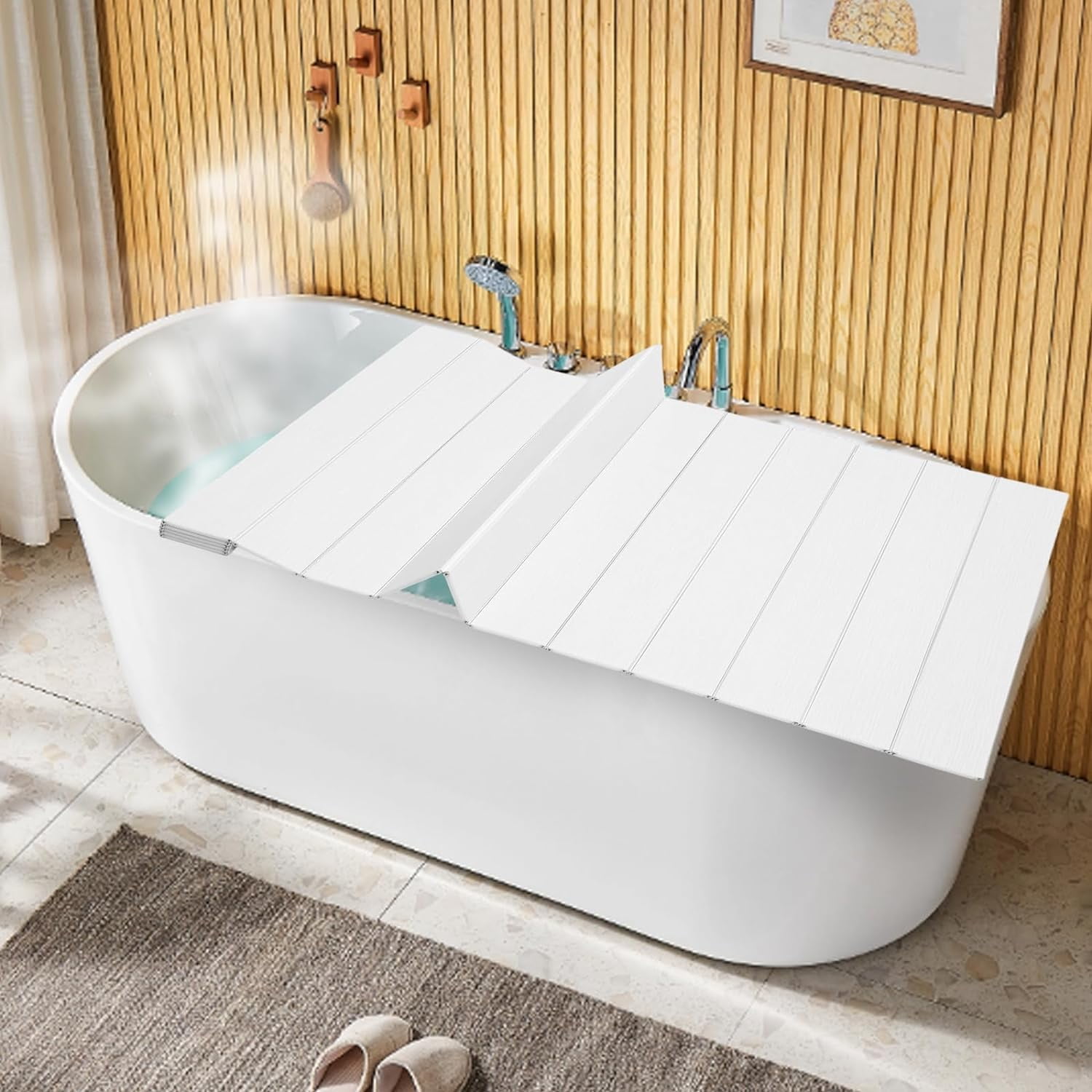 Foldable Bathtub Tray PVC Waterproof Bathtub Cover Dustproof Shutter ...