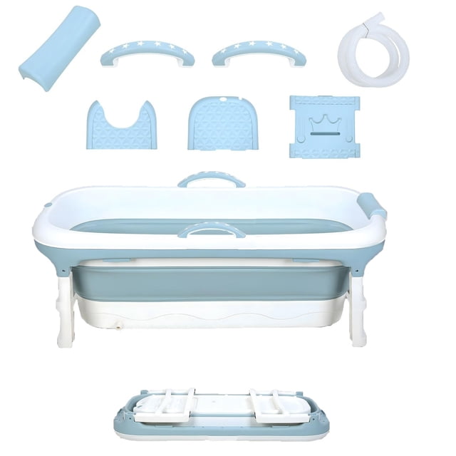 Foldable Bathtub for Adults Freestanding Portable Tub with Neck Support ...