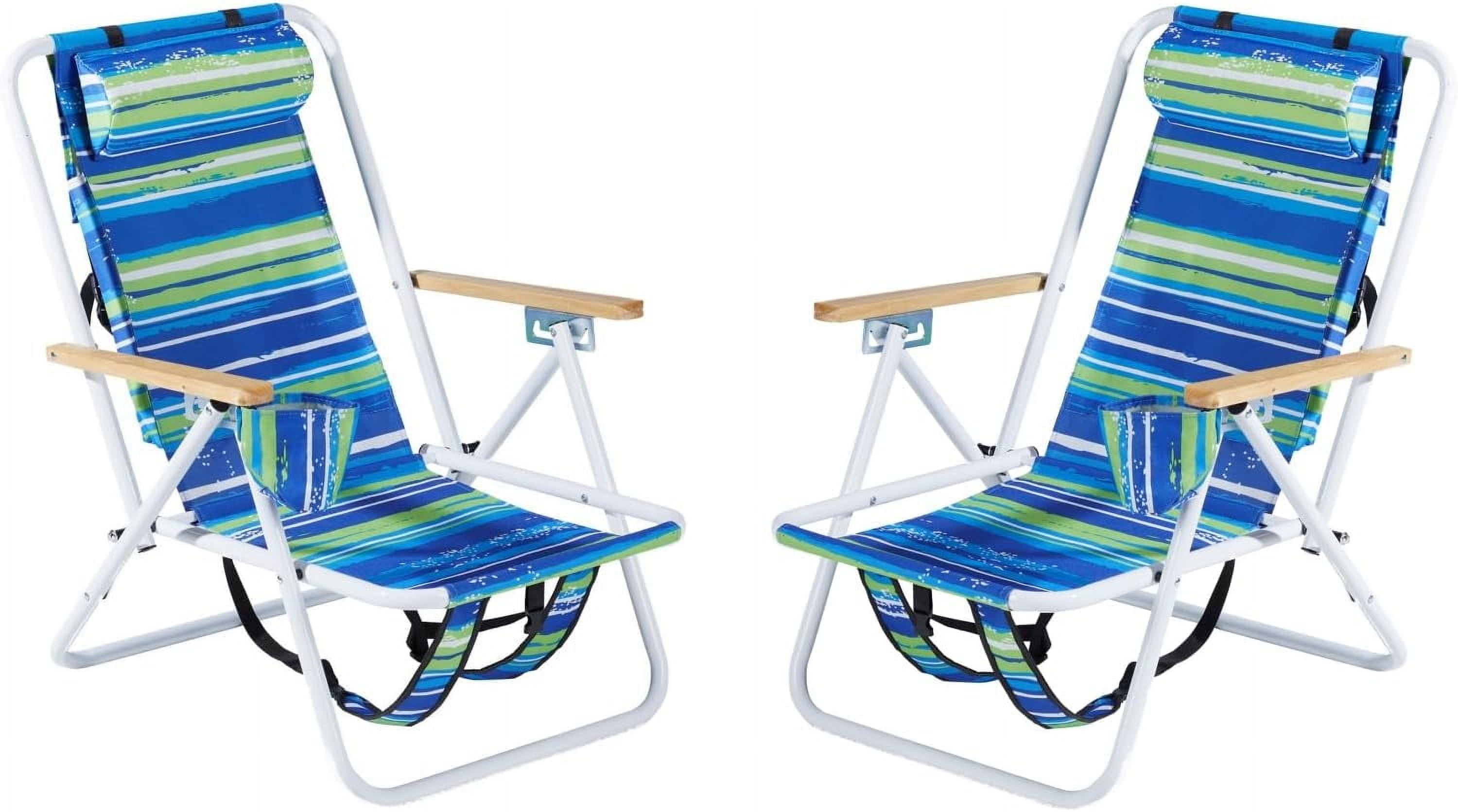 Foldable Beach Chair, Portable Camping Chairs with Straps,Backpack ...