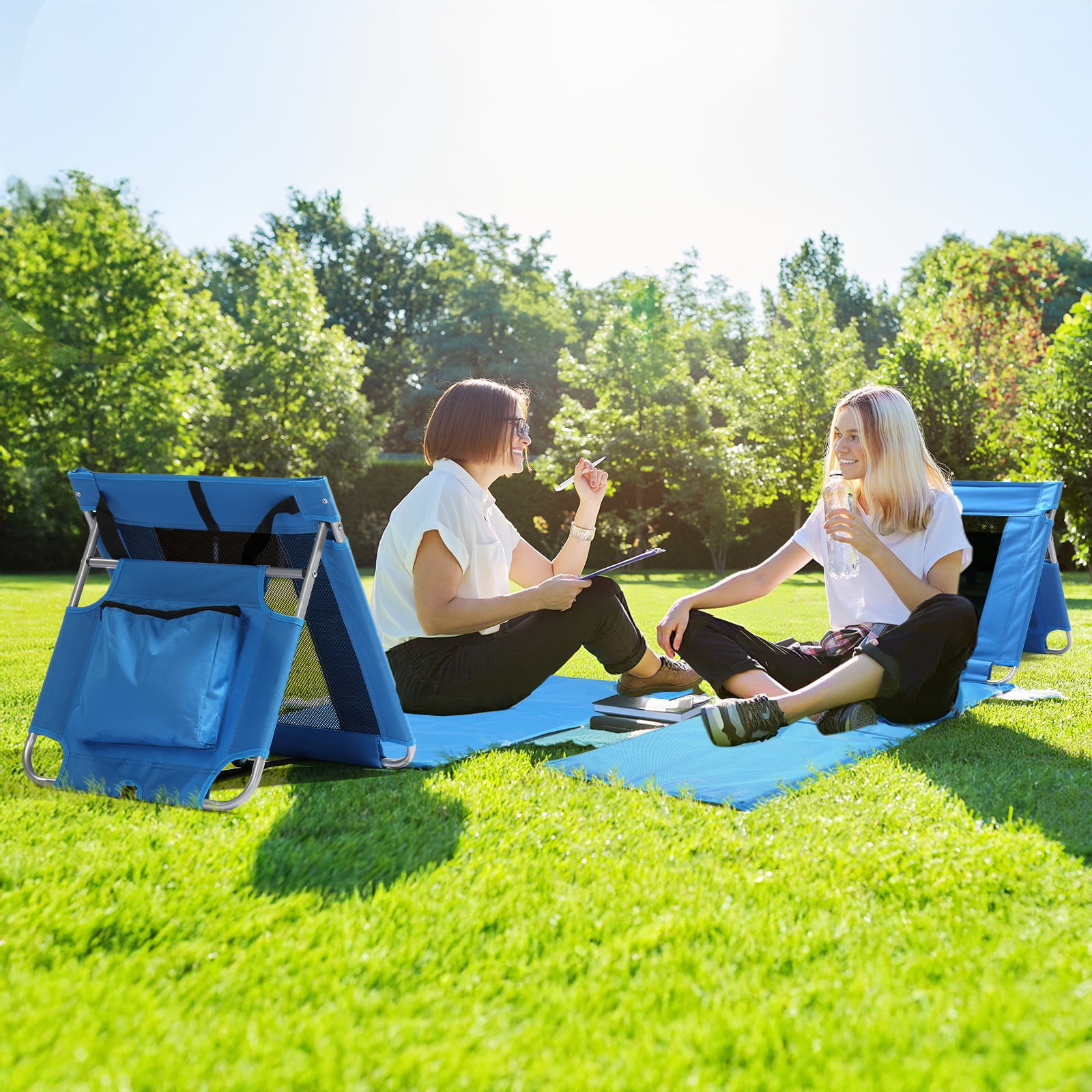 Foldable Beach Lounger, Lightweight Beach Mat Lounge Chair with ...