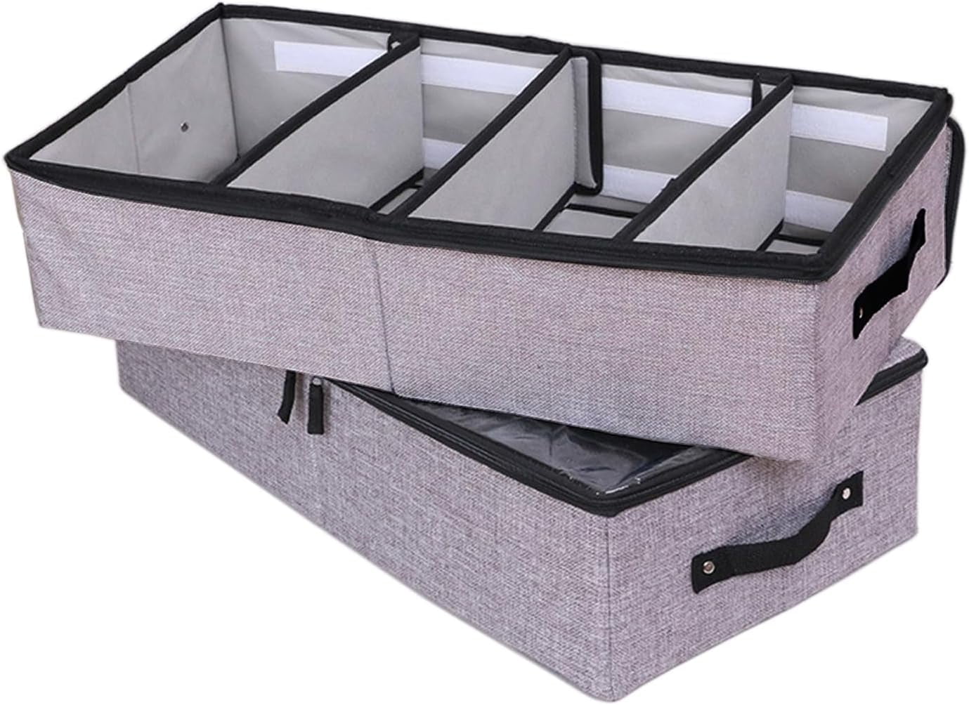 Foldable Under Bed Clothes Organizer with Lid, Fabric Underbed Storage ...