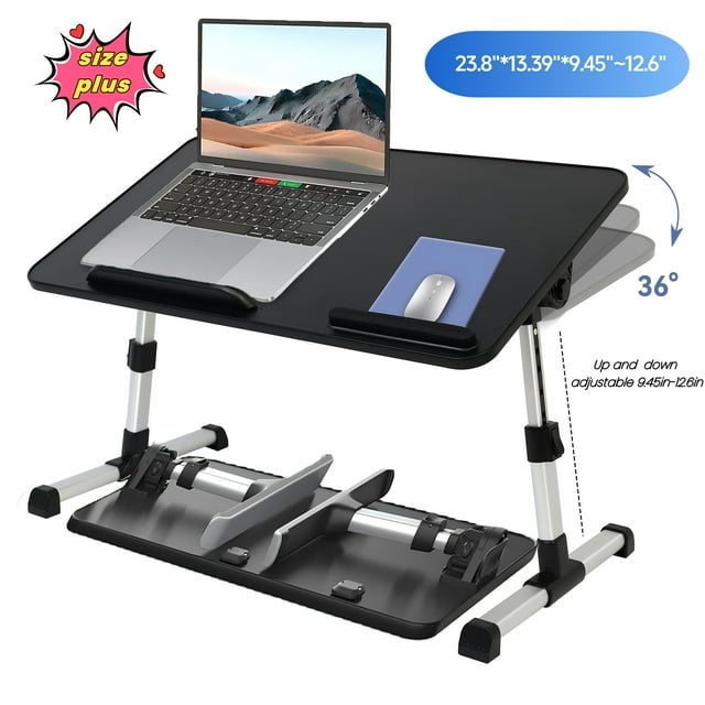 Foldable Bed Desk Table for Laptop and Writing, 23.8"*13.39"*9.45"~12.6 ...