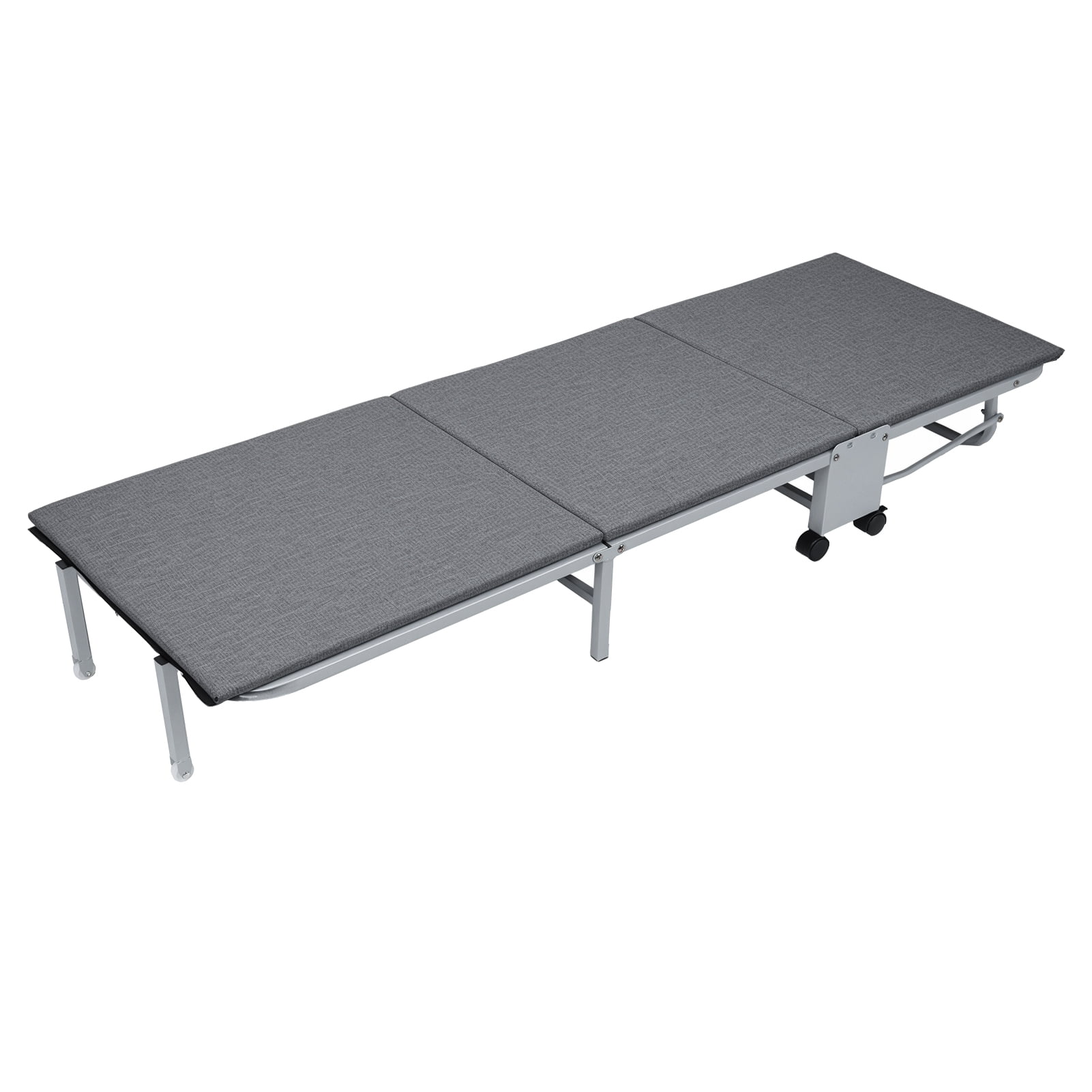 Foldable Bed, Glamping Cot with Sleeping Pad, 3-Fold Guest Bed, Folding ...
