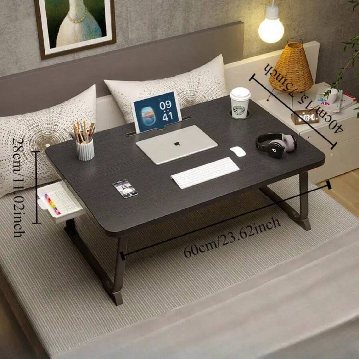 A Foldable Bed Table Suitable For Dormitory Rooms, Study And Work Areas ...