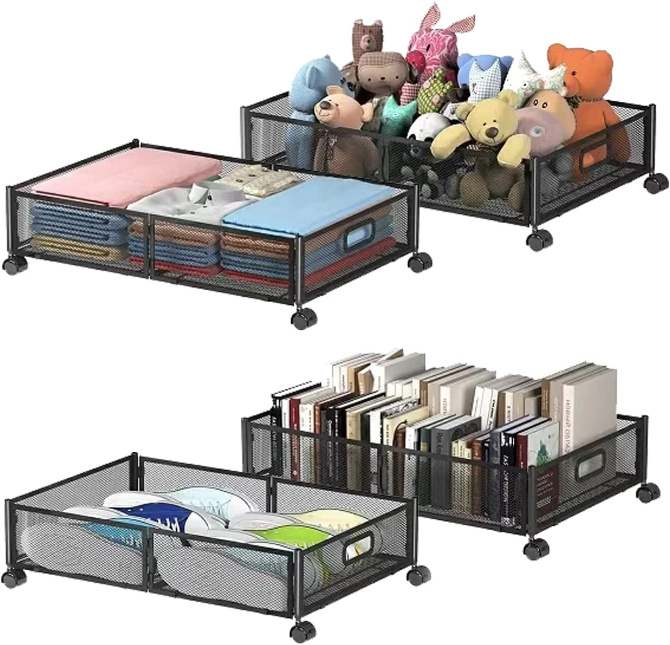 Foldable Bedroom Storage Organization with Handles - Under Bed Storage ...