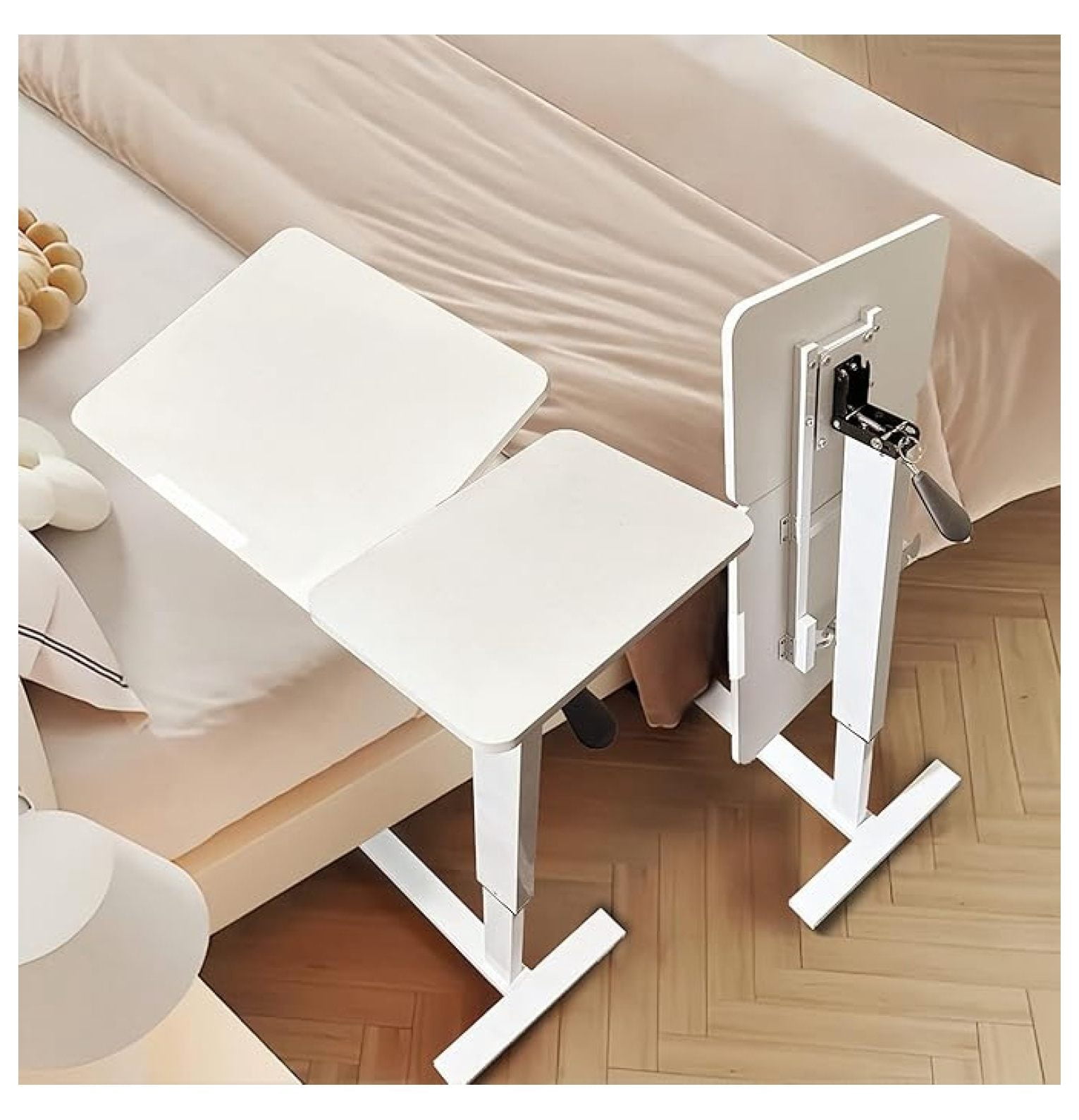 Foldable Bedside Table, Height Adjustable Overbed Bedside Desk Mobile ...