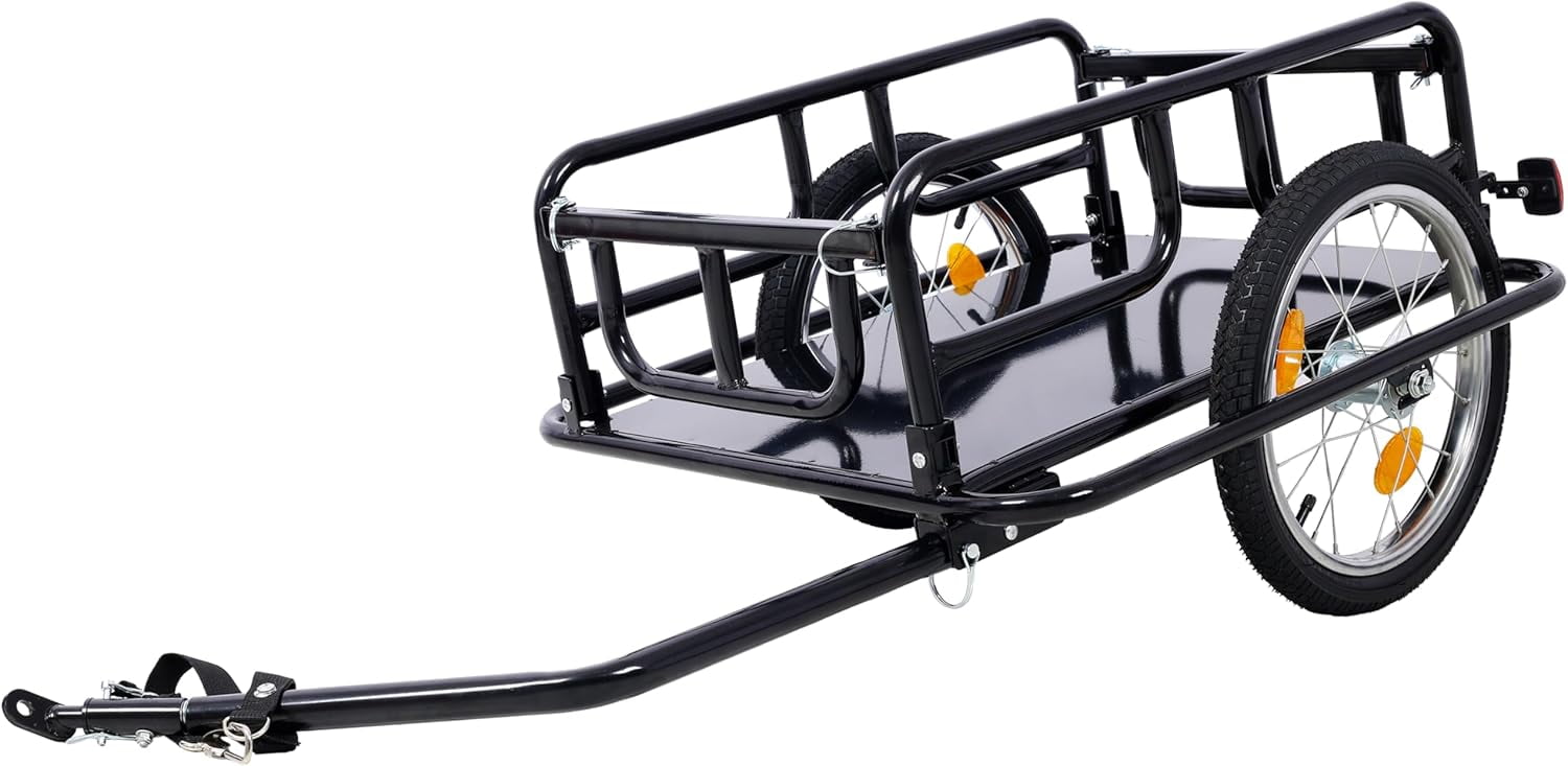 Foldable Bike Cargo Trailer with Universal Hitch, 110 lbs Capacity Bicycle Wagon Trailer with 16 ...