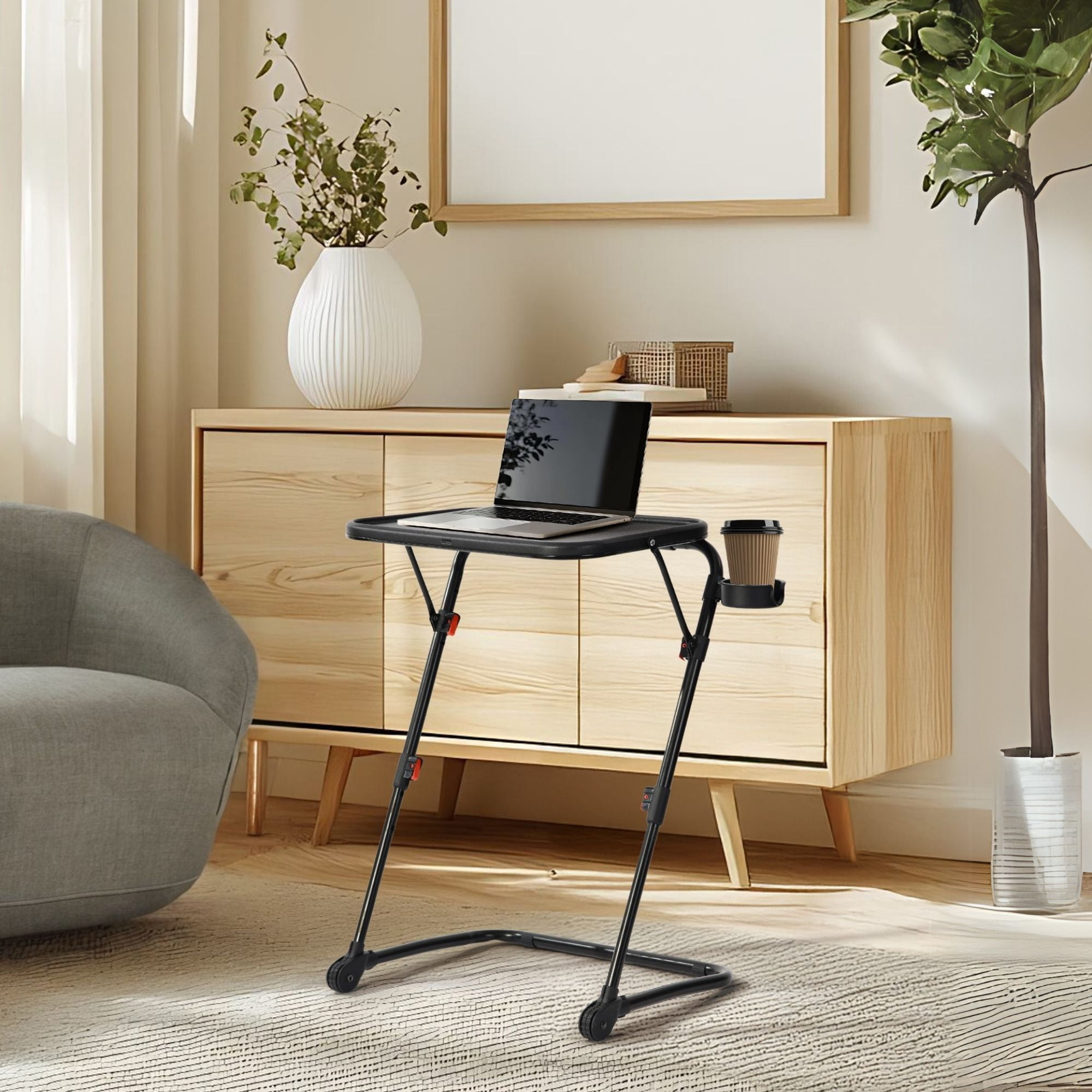 Foldable Black Table - Portable Lightweight Desk for Home, Office ...