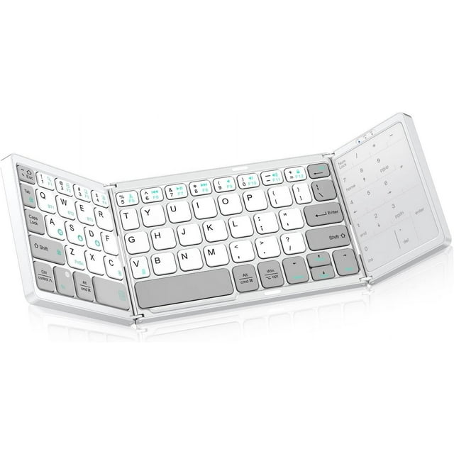 Foldable Bluetooth Keyboard Rechargeable Portable Wireless Keyboard With Touchpad And Number Pad