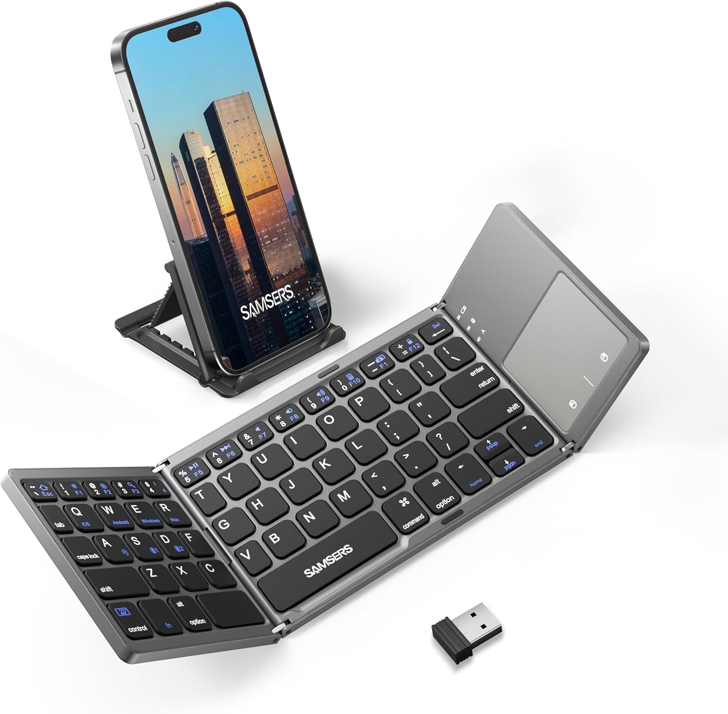 Foldable Bluetooth Keyboard with Touchpad - Portable Wireless Keyboard ...