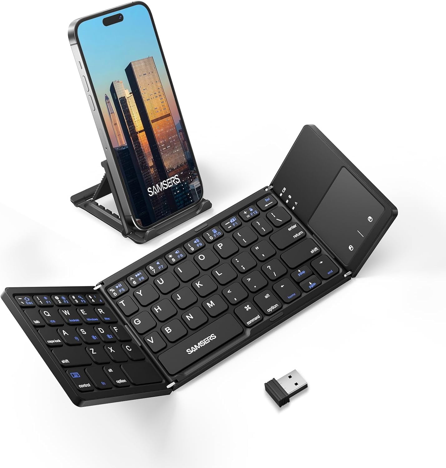 Foldable Bluetooth Keyboard with Touchpad - Portable Wireless Keyboard ...