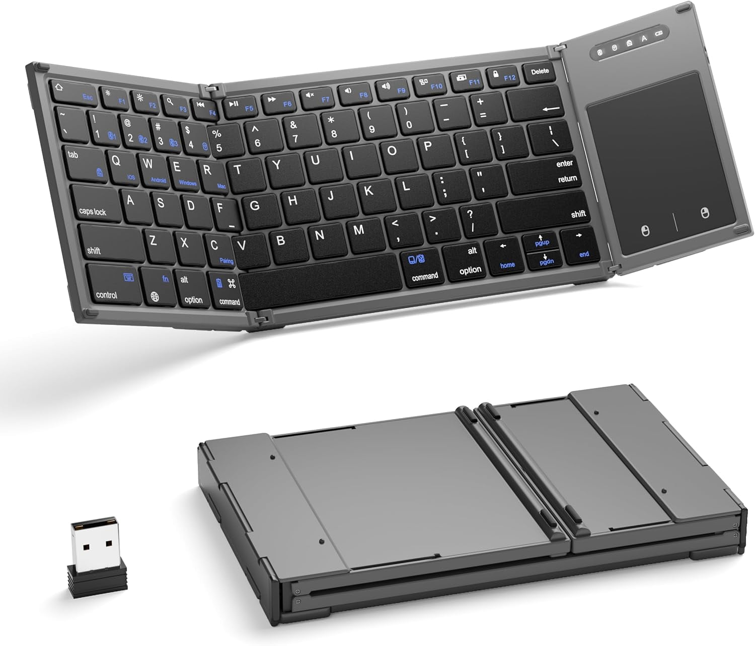 Foldable Bluetooth Keyboard, Wireless Portable Folding Keyboard with ...