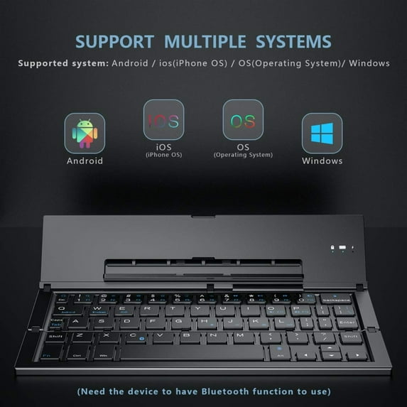 Foldable Bluetooth Keyboard, Wireless Tri-System Bluetooth Foldable ...
