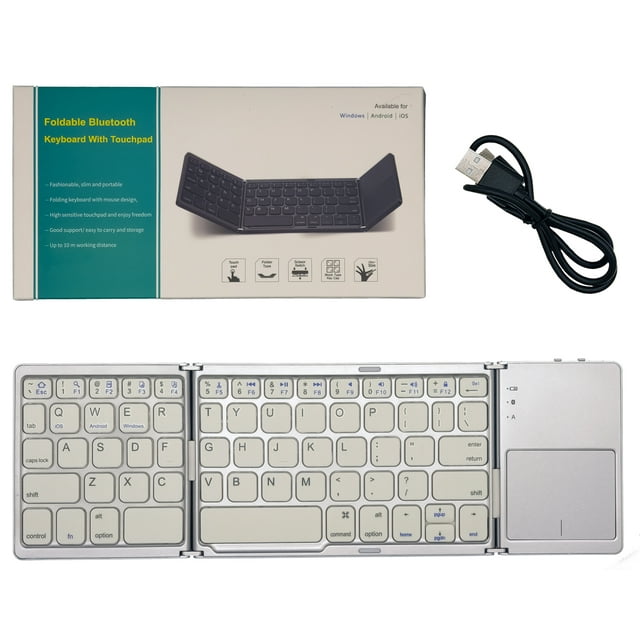 Foldable Bluetooth Keyboard With Trackpad for Windows, Android and IOS ...