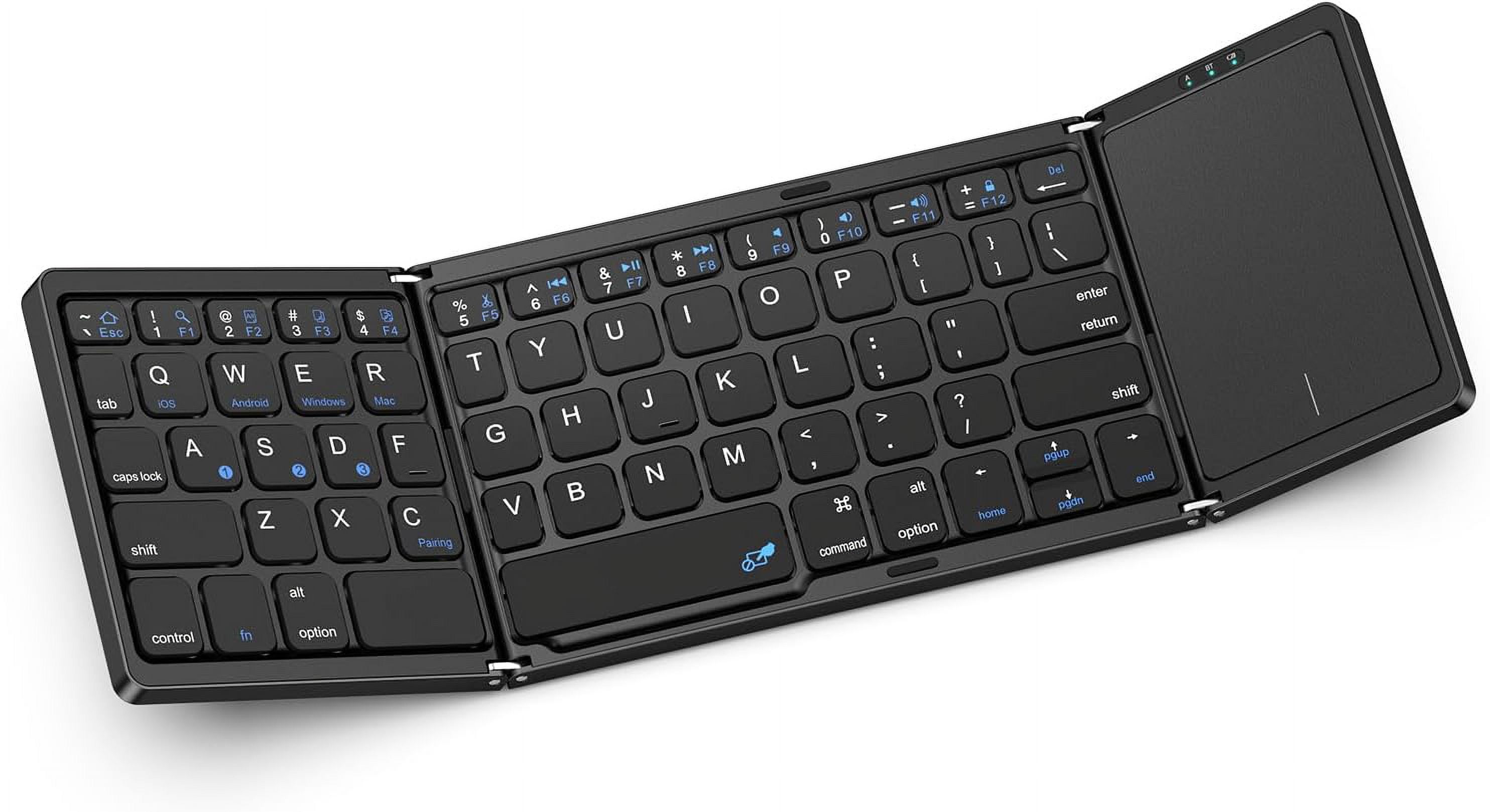 Foldable Bluetooth Keyboard with Touchpad, Tri-Folding Mini Keyboard ...