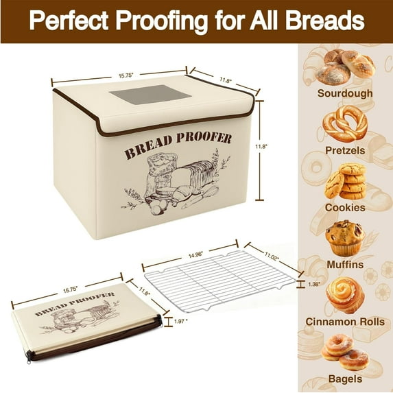 Foldable Bread Proofing Box for Sourdough, 50-122 ℉ Control & 48H Timer ...