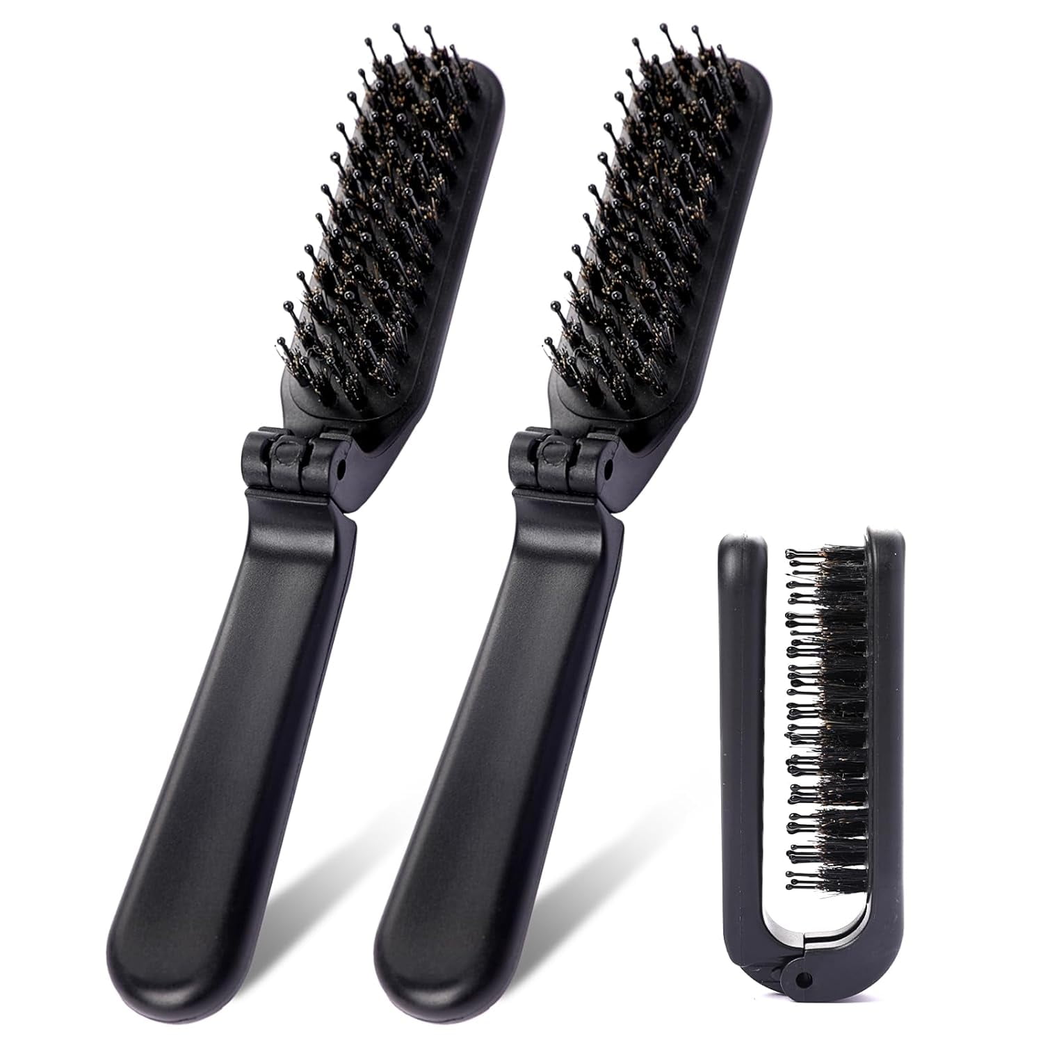 Foldable Brush for Purse, 2 Pack Small Portable Travel Hair Brush with ...